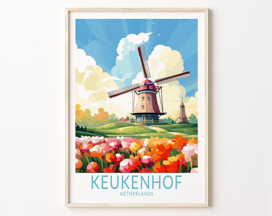 Keukenhof Poster, Keukenhof Netherlands Travel Poster, Netherlands City ...