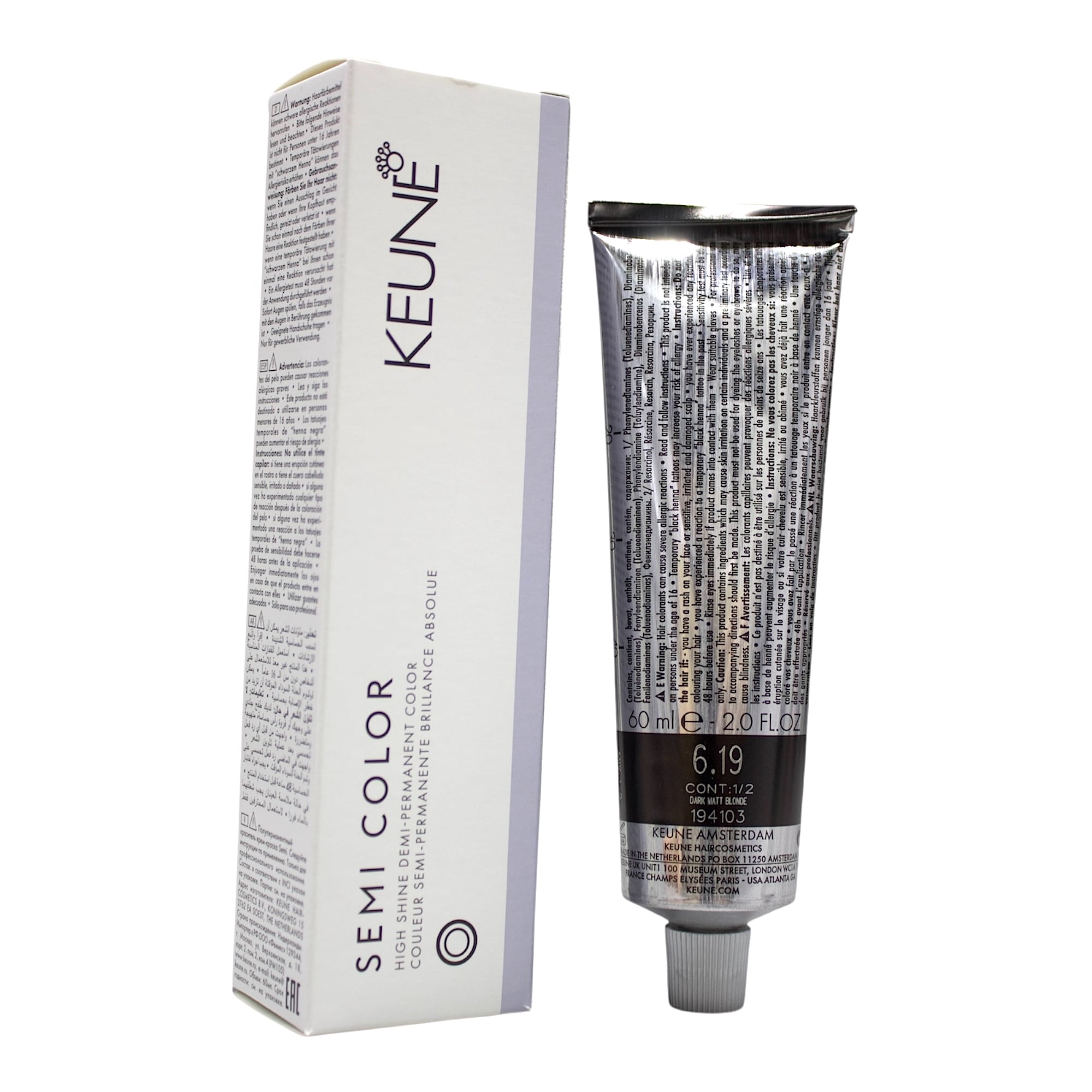 Keune Semi Color 6.19 Demi-Permanent Color Dark Matt Blonde 2 Oz ...