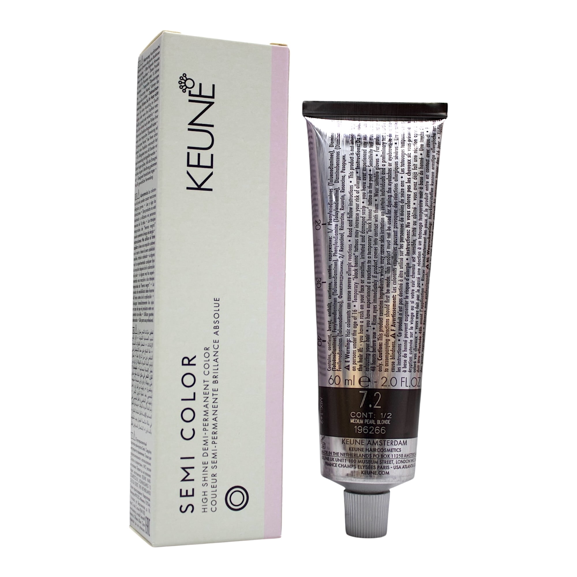 Keune Semi Color 7.2 Demi-Permanent Color Medium Pearl Blonde 2 Oz ...