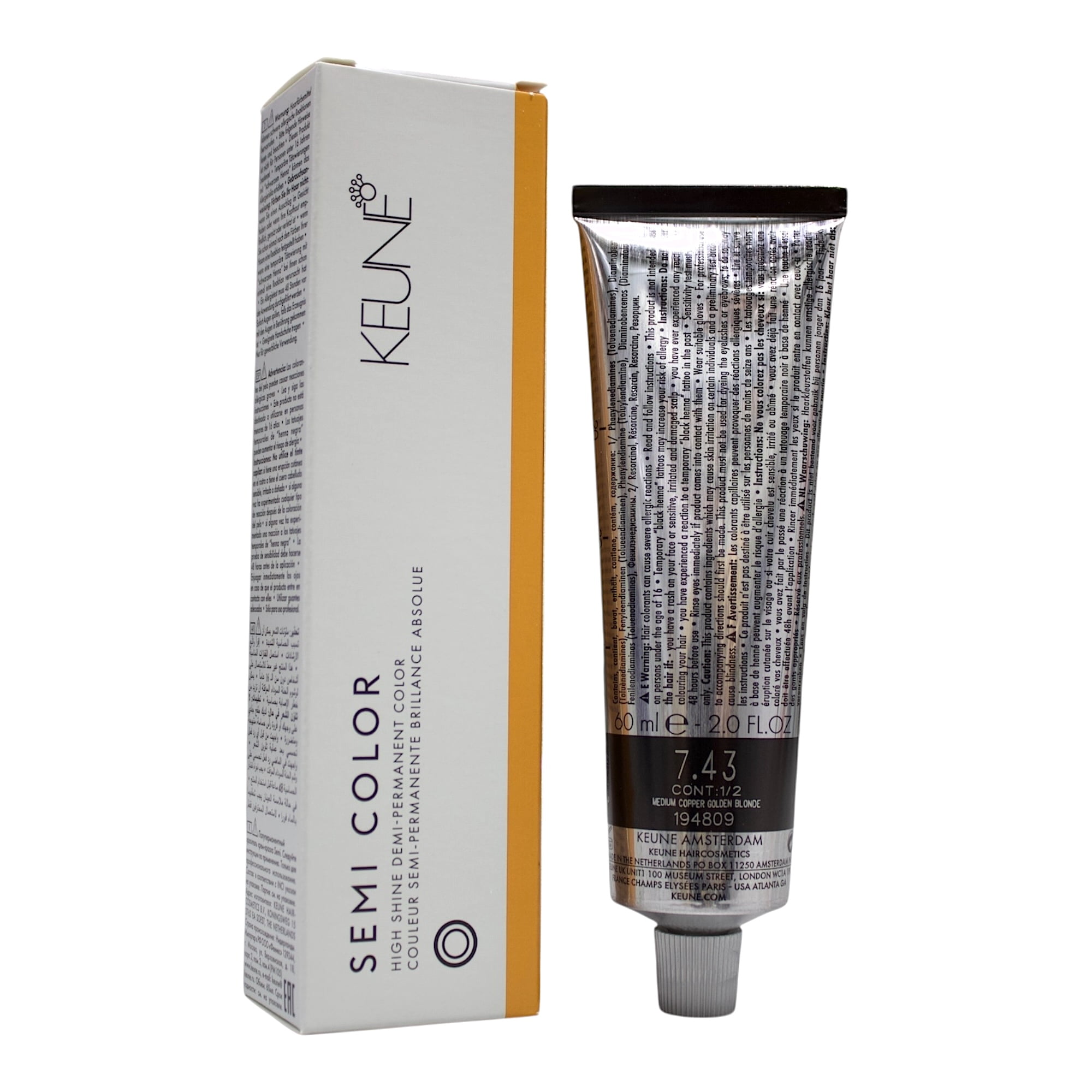 Keune Semi Color 7.43 Demi-Permanent Color Medium Copper Golden Blonde ...