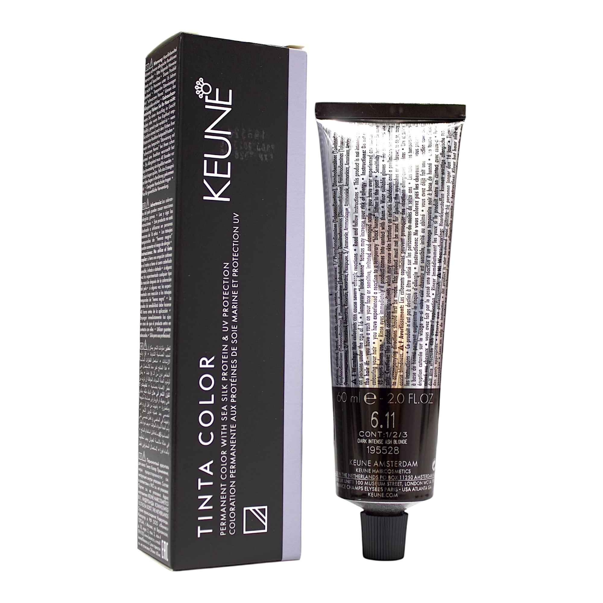 Keune Tinta Color 6.11 Permanent Color Dark Intense ASH Blonde 2 Oz ...