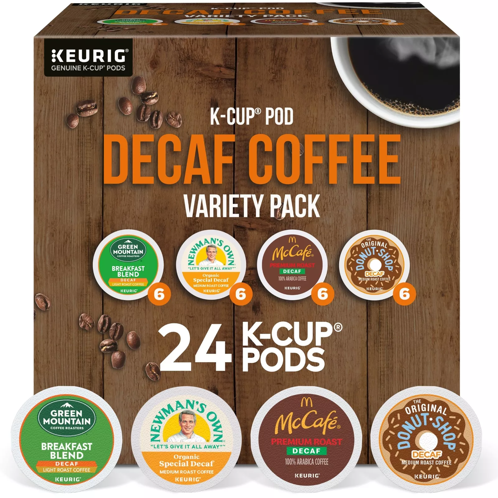 Decaf Coffee Variety Pack, 24 Count K-Cup Pods - Walmart.com