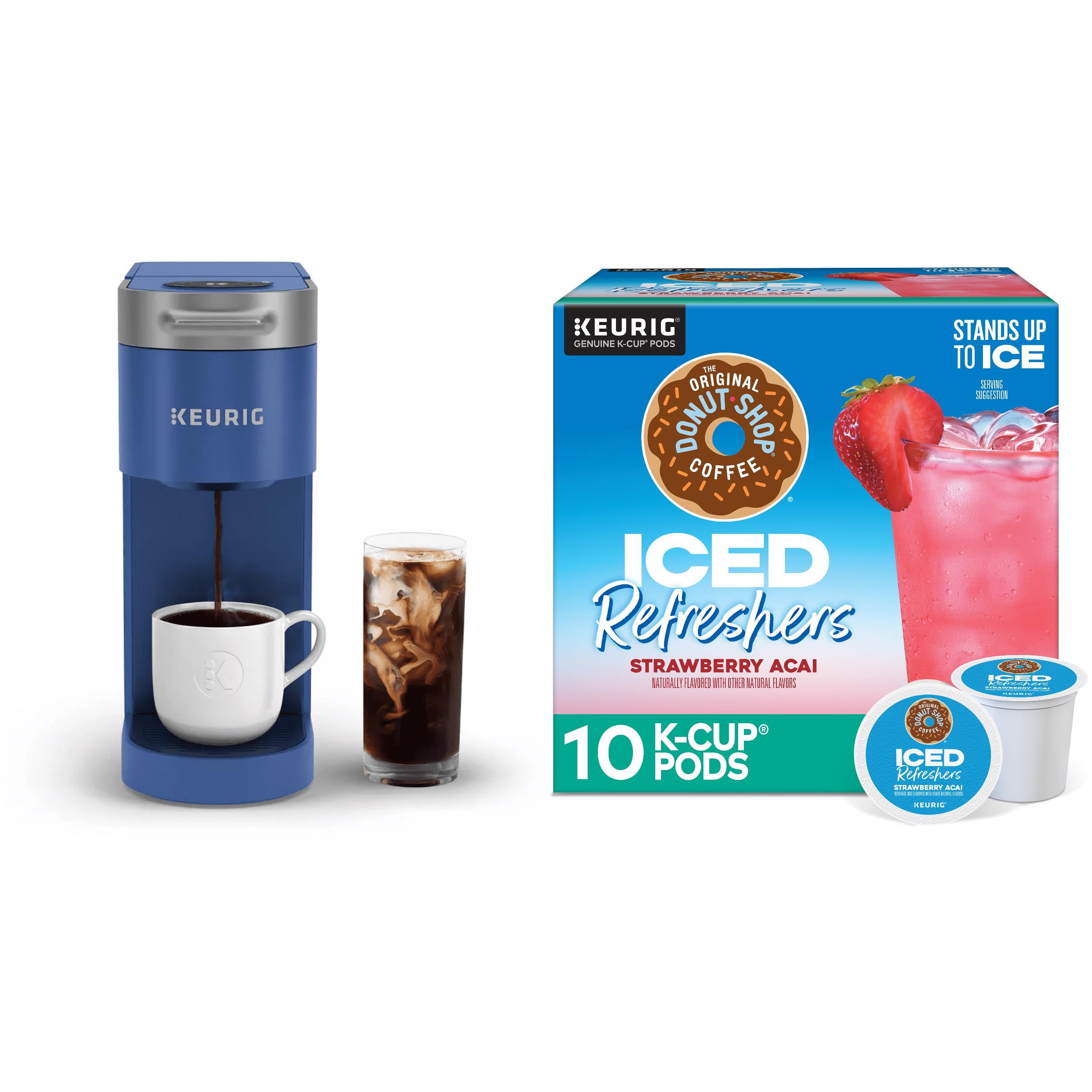 Keurig K-Slim + ICED Single-Serve Coffee Maker, Blue with Iced Refreshers Strawberry A?a? Flavor ...