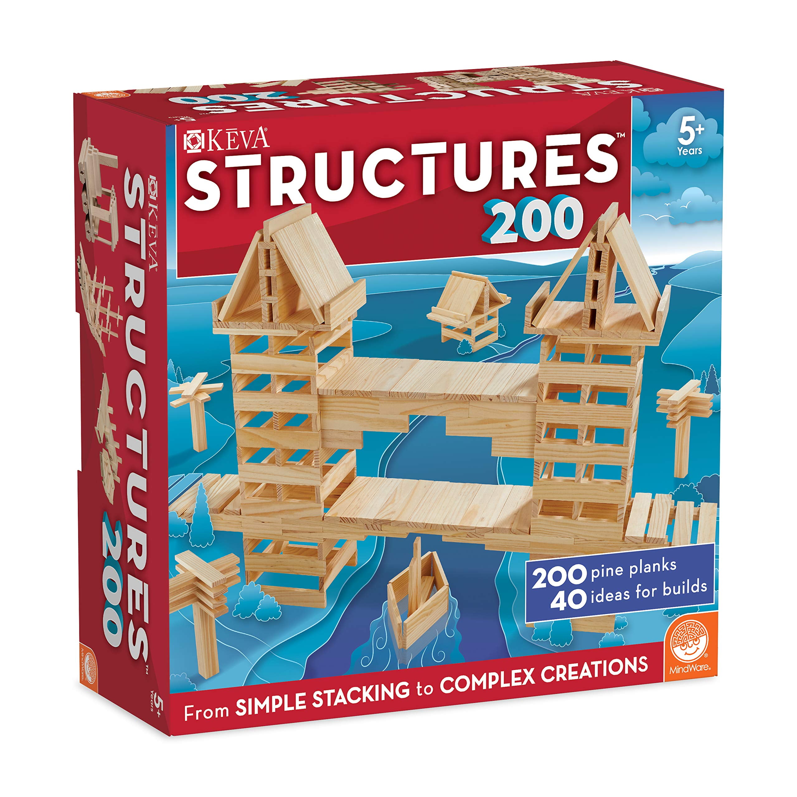 Keva Structures 200 Wood Building Planks Set - Building Toy Includes ...