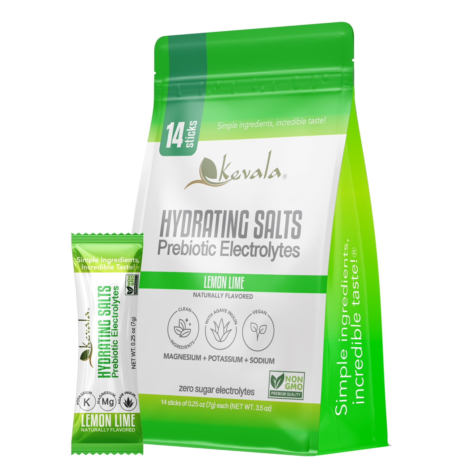 Kevala Hydrating Salts Prebiotic Electrolytes – Lemon Lime - 14 Count ...