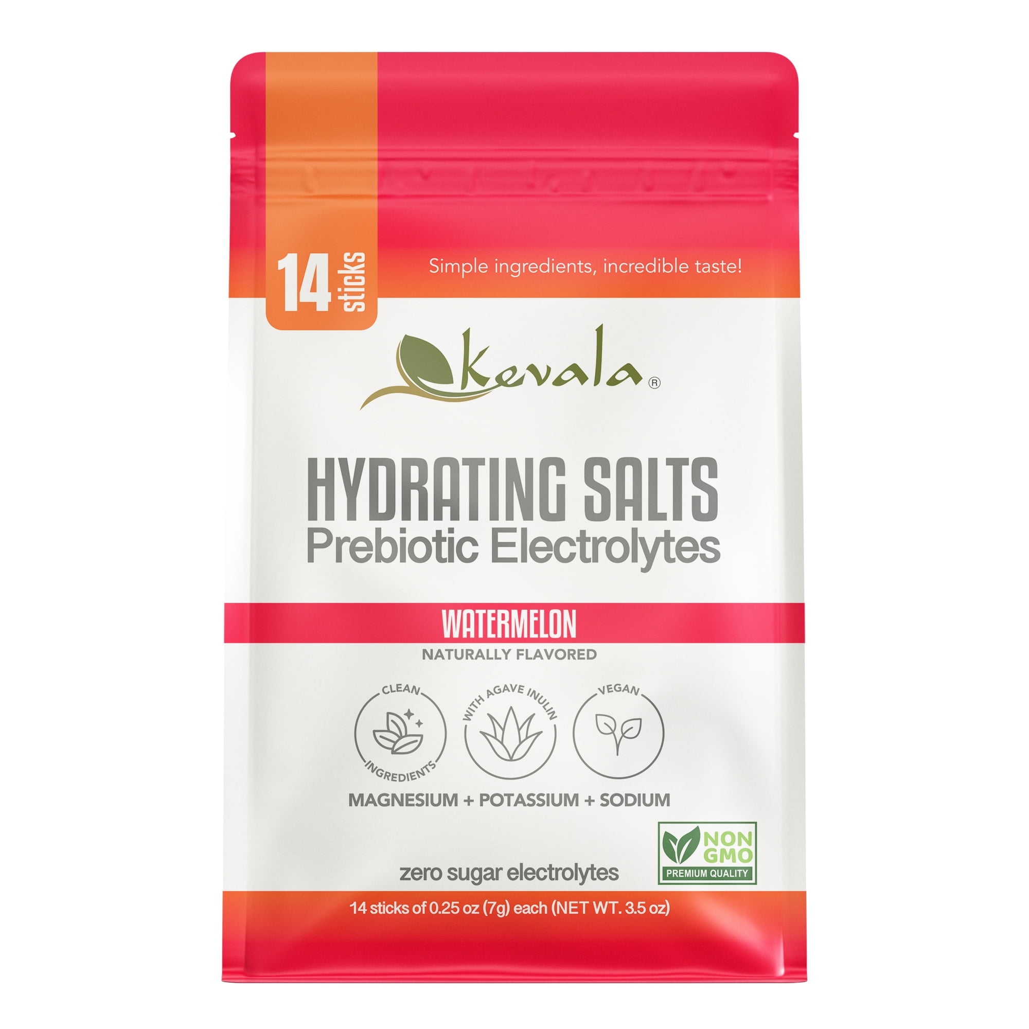 Kevala Hydrating Salts Prebiotic Electrolytes – Watermelon - 14 Count ...