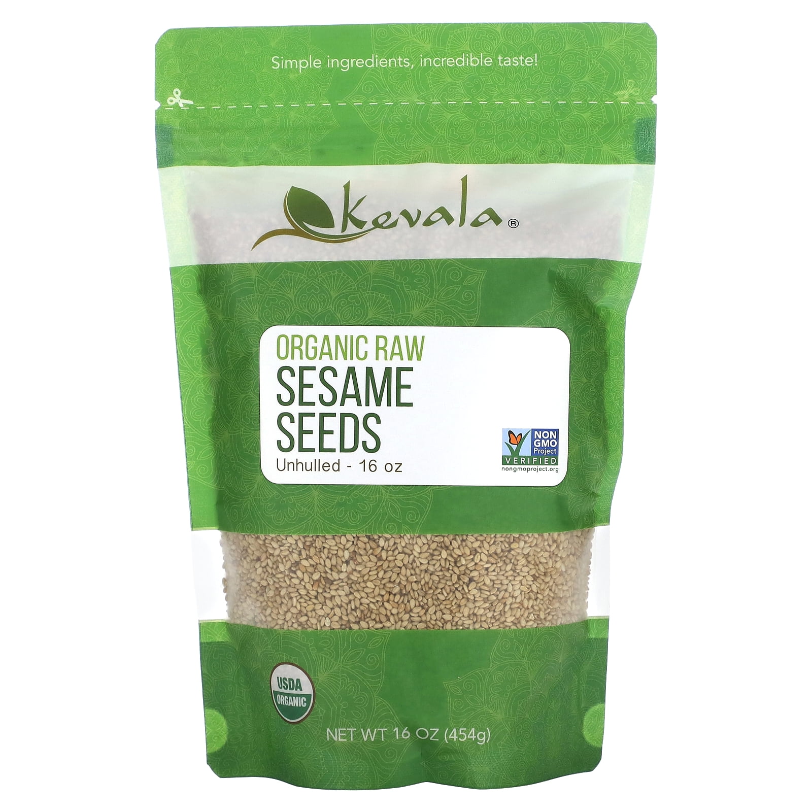 Kevala, Organic Raw Sesame Seeds, 16 oz (454 g), Unhulled - Walmart.com