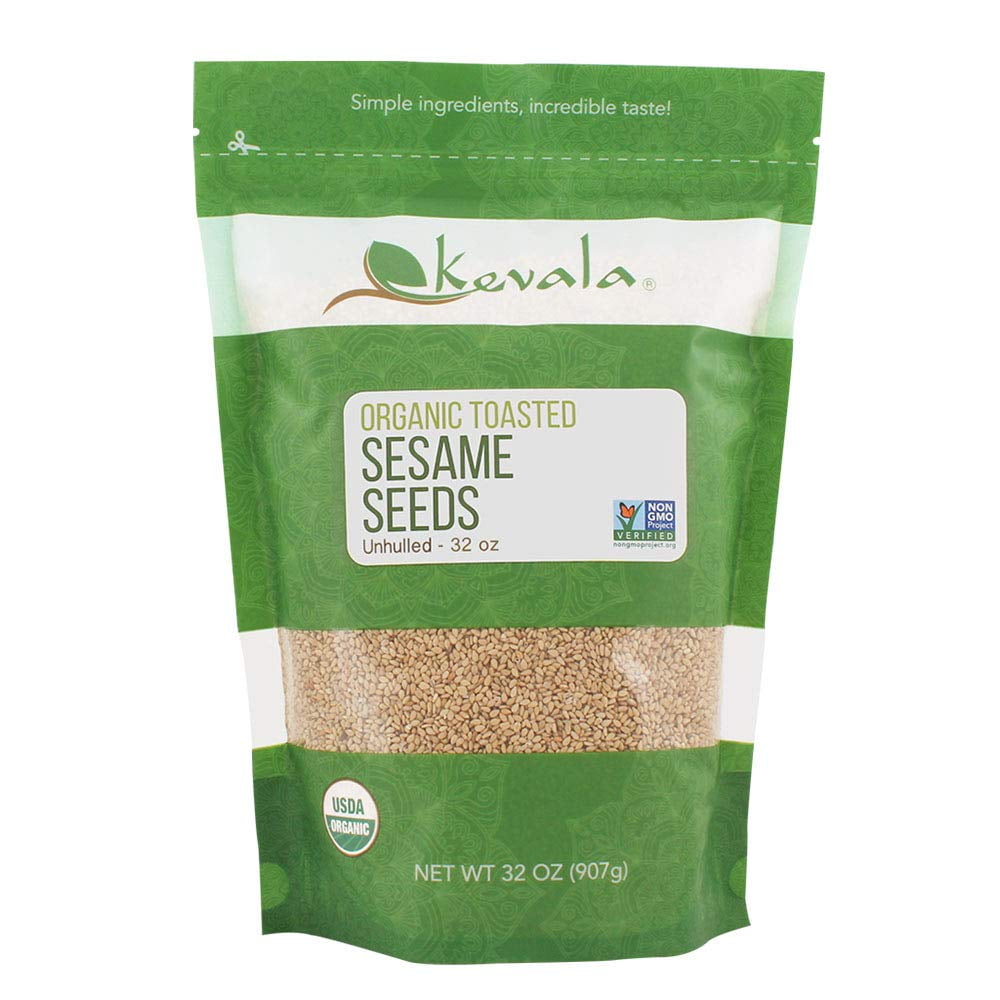 Kevala Organic Toasted Sesame KEF28 Seeds - Unhulled, Gluten Free, Vegan Seasoning, Roasted, Non ...