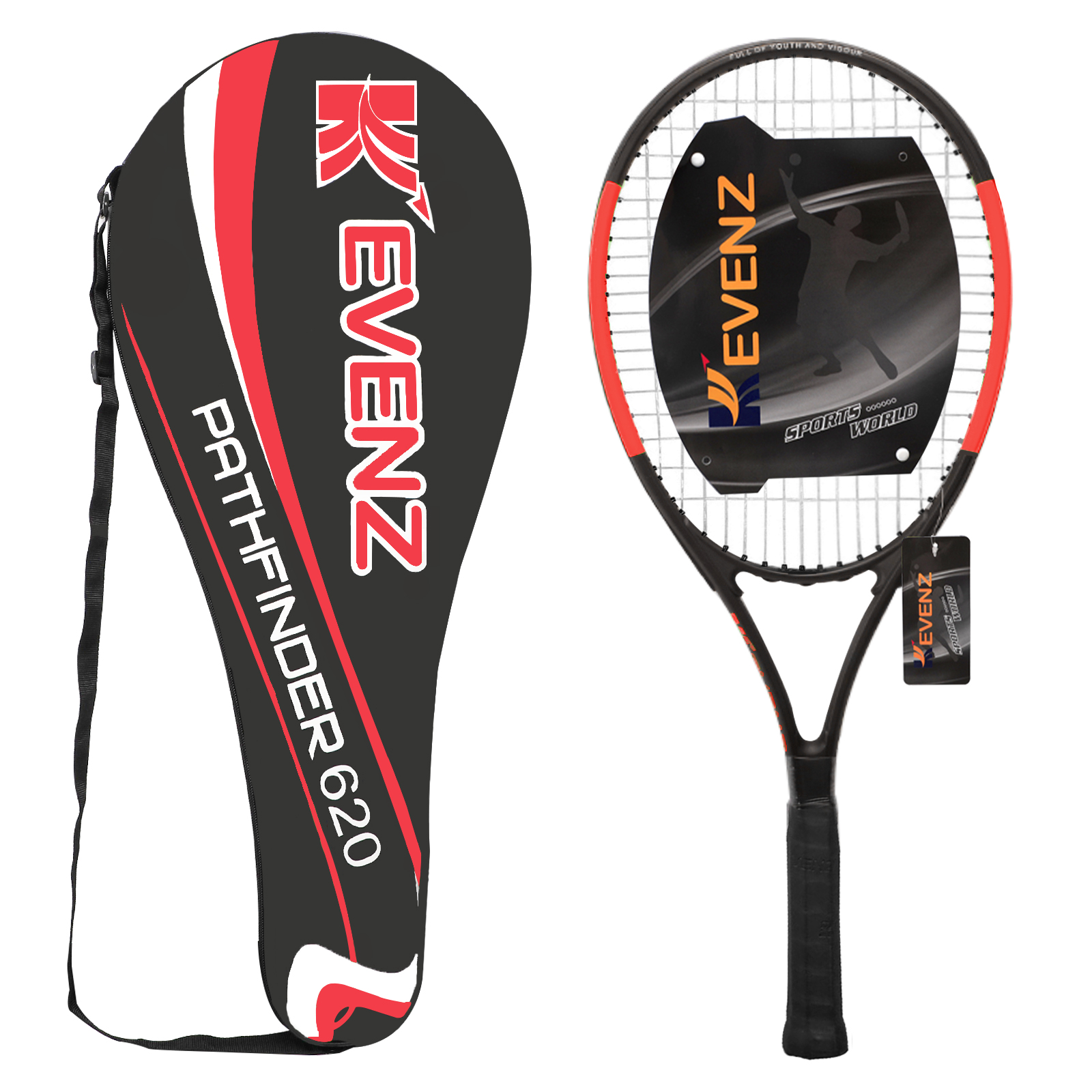 KEVENZ Lightweight Adult Tennis Racket, Carbon Fiber, Shock Resistant ...