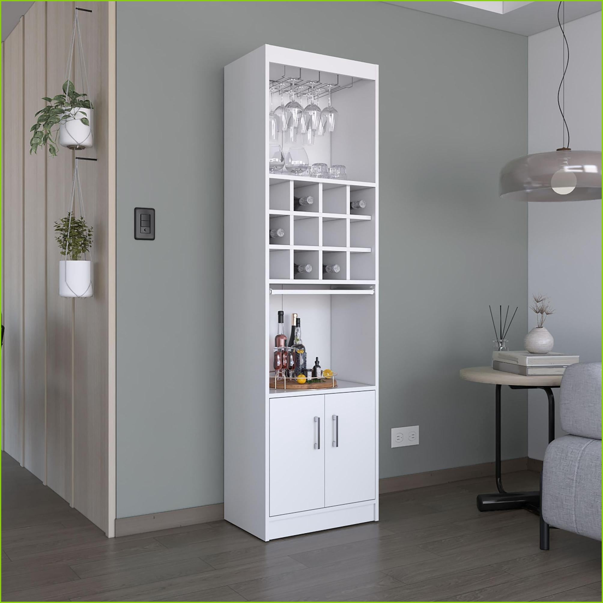 Kevil Bar Cabinet 71-Inch Tall Modern 5-Tier with 12-Bottle Cubbies ...