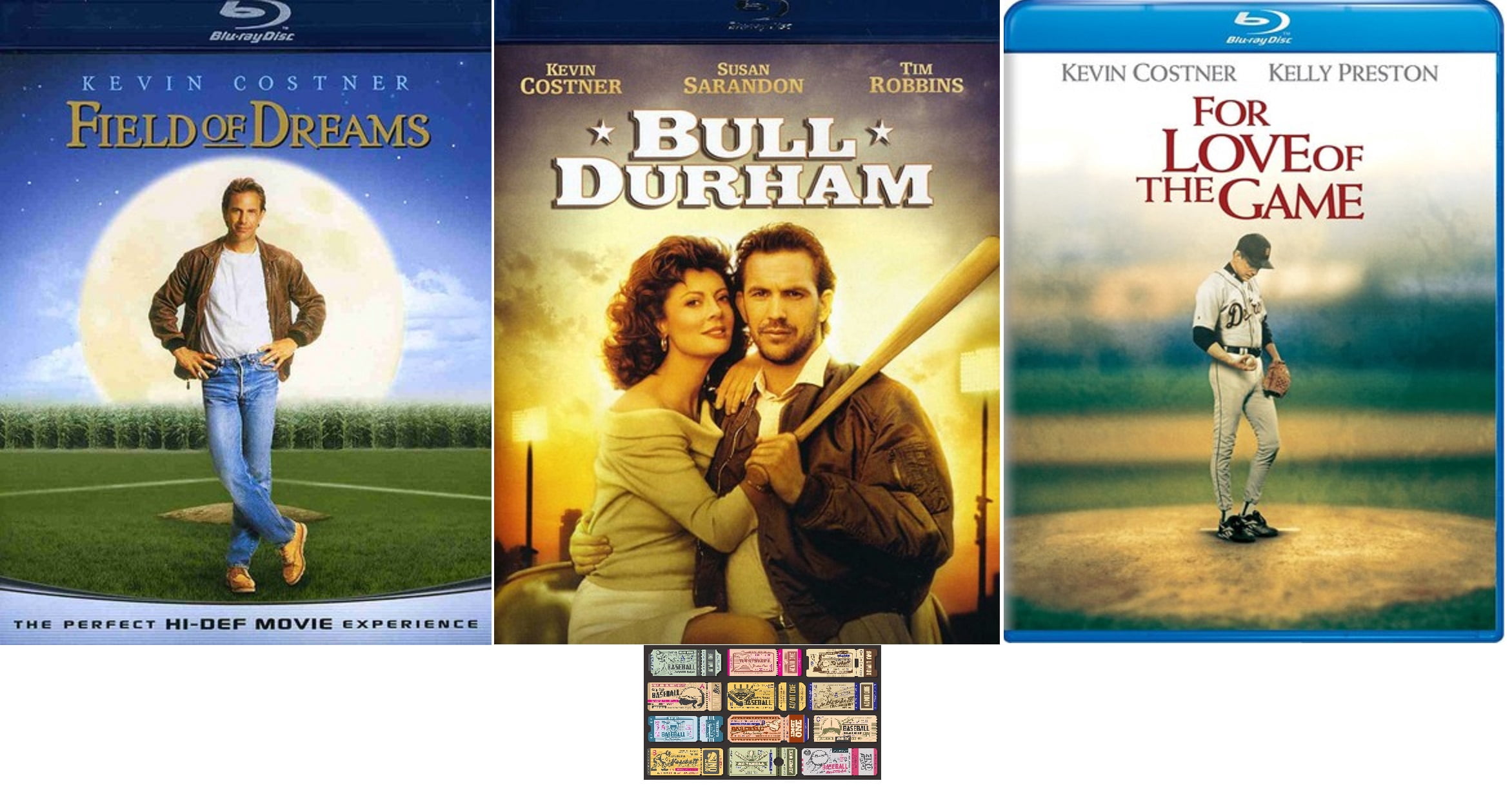 Kevin Costner Baseball Triple Feature Field of Dreams Bull Durham & For ...