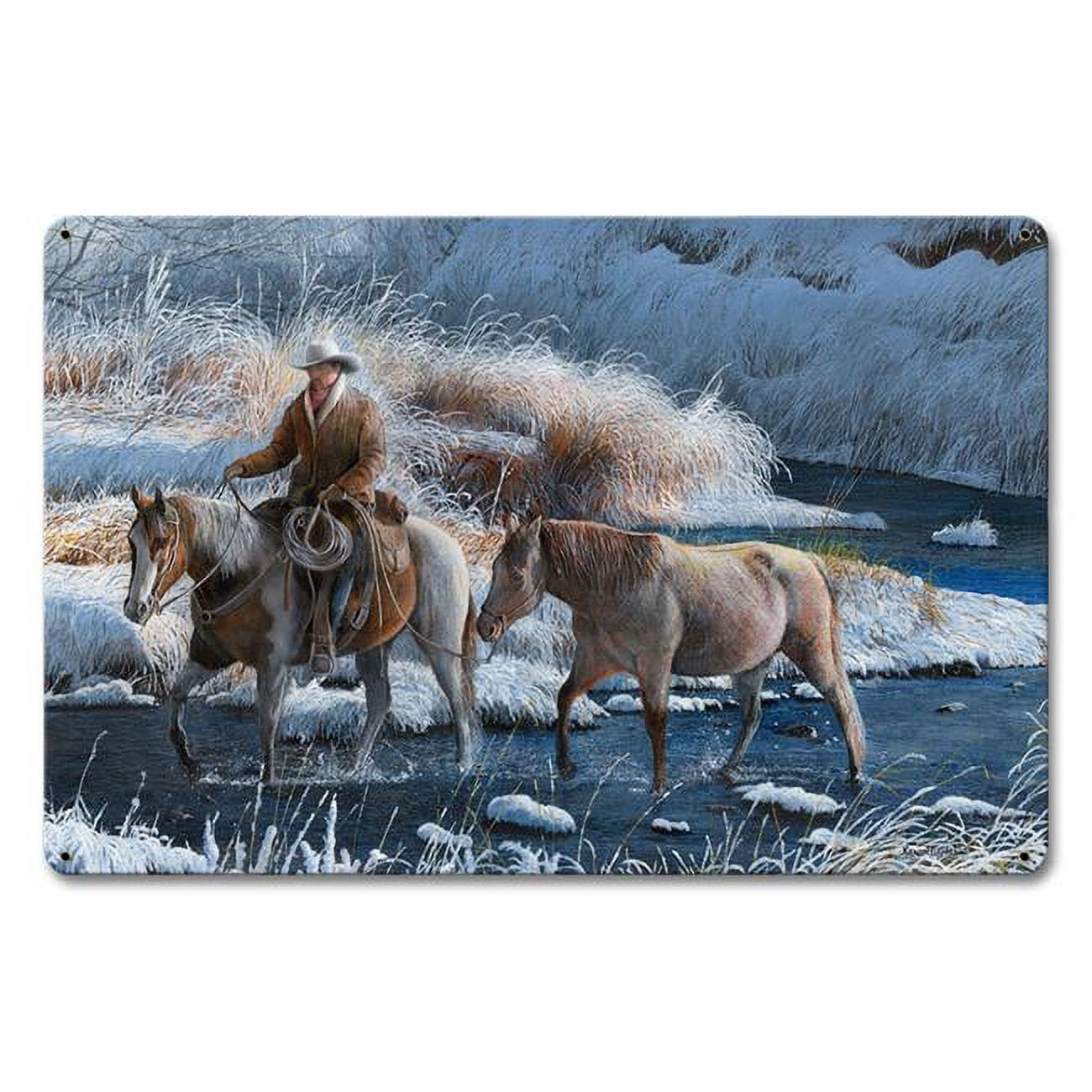 Kevin Daniel Art KDA198 12 x 18 in. Cowboy Heading Home in Winter Satin ...