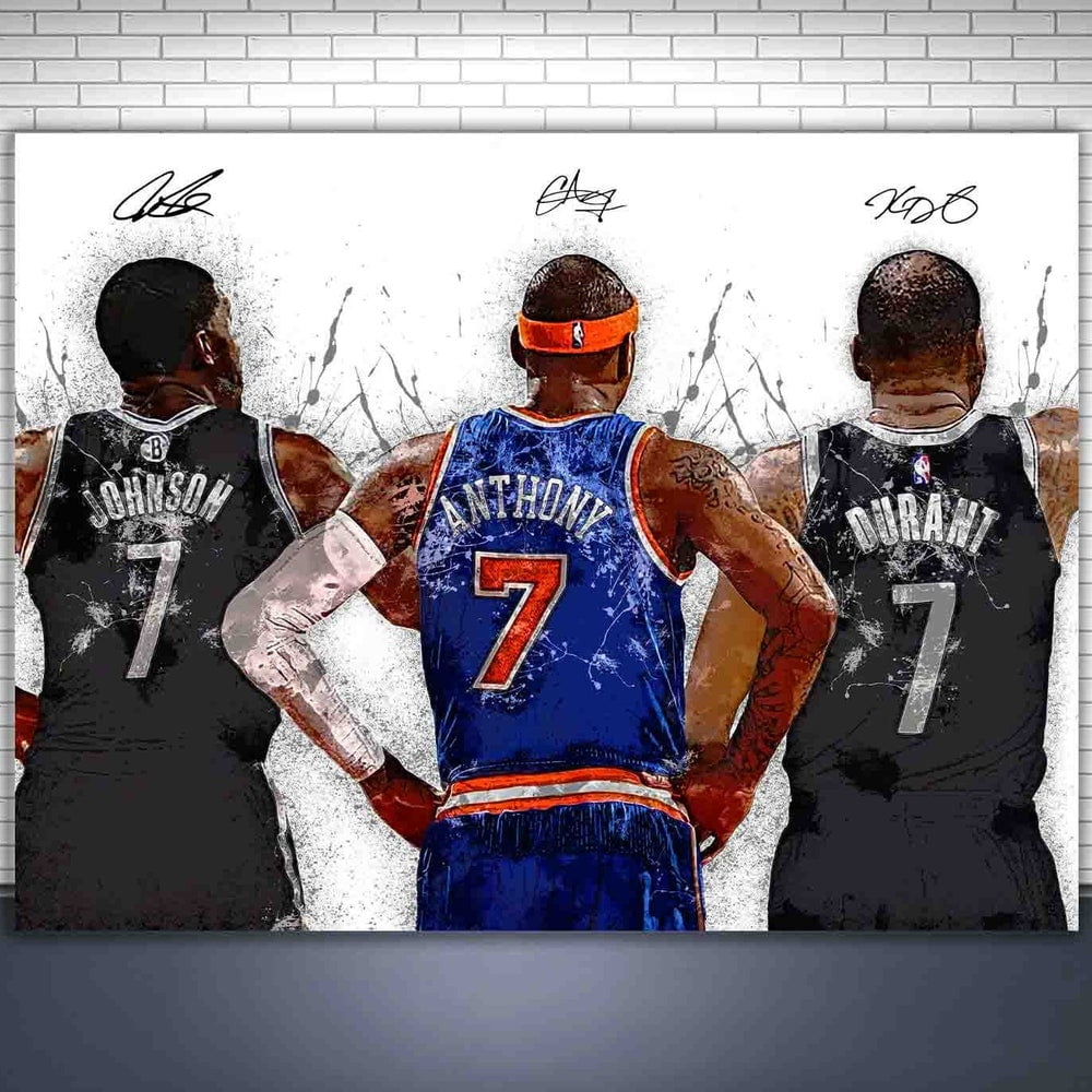 Kevin Durant, Carmelo Anthony, Joe Johnson, Poster, Brooklyn Nets, NY basketball, sport poster ...