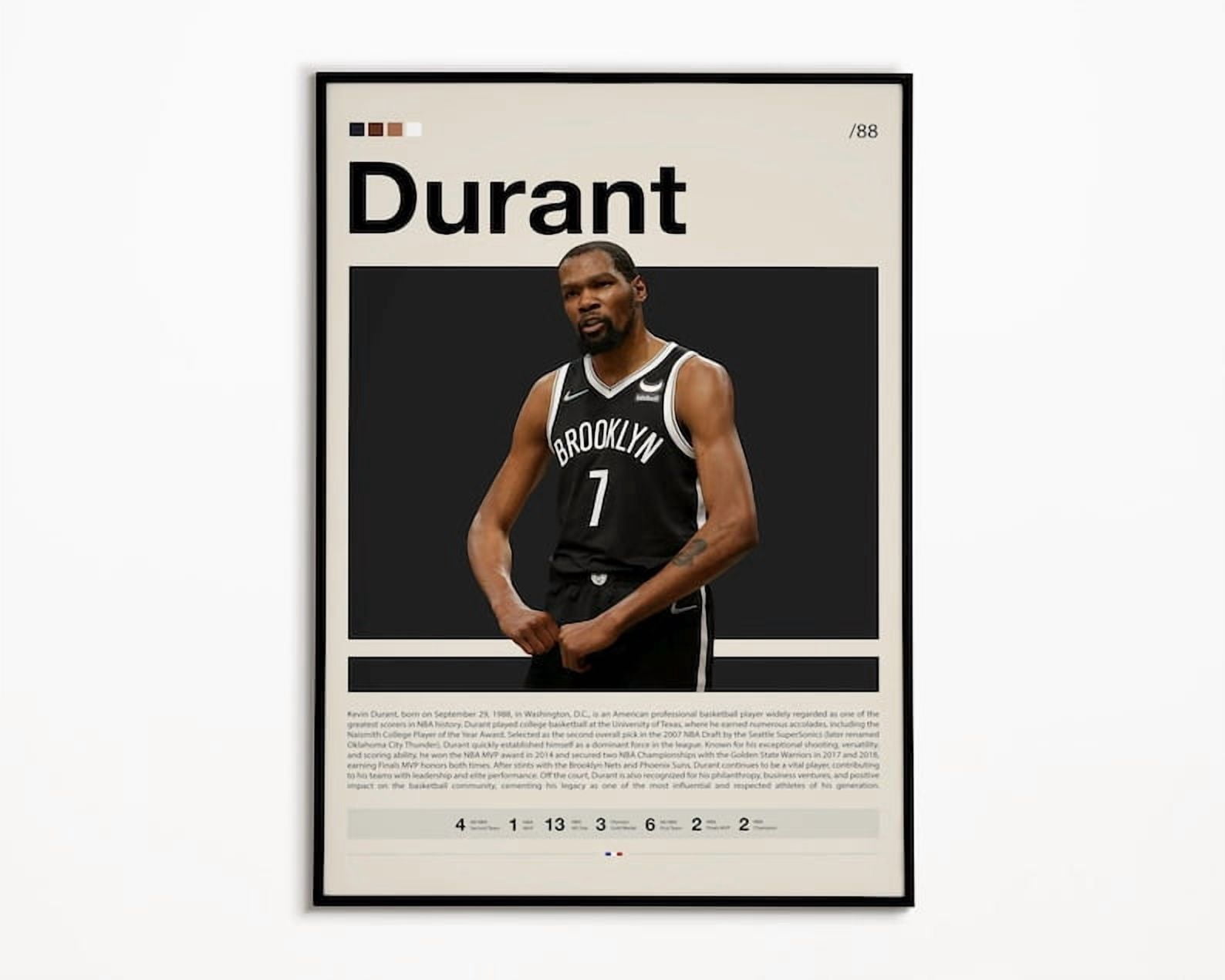 Kevin Durant NBA Basketball Poster - Sports Wall Art Print for Office ...
