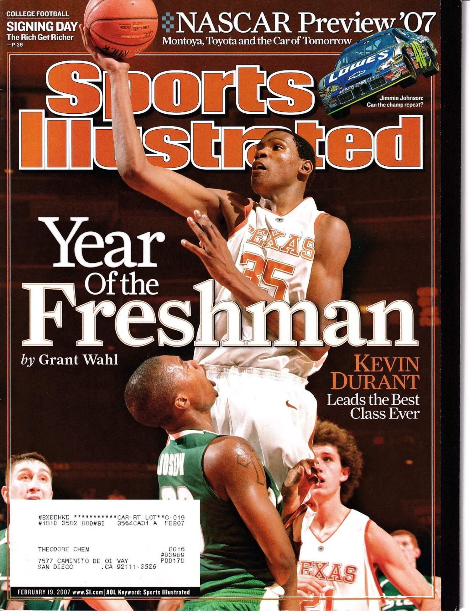 Kevin Durant Texas Longhorns 2007 Sports Illustrated magazine (first ...