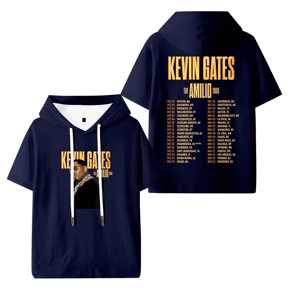 Kevin Gates The Amilio Tour 2025 Hooded T-shirt Short Sleeve Women Men ...