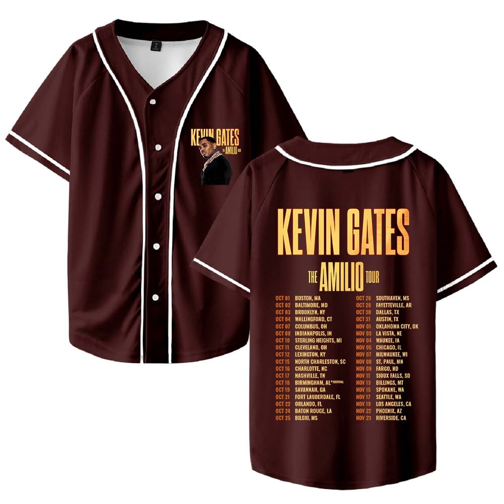 Kevin Gates The Amilio Tour 2025 Merch Baseball Jersey Shirt V-Neck ...