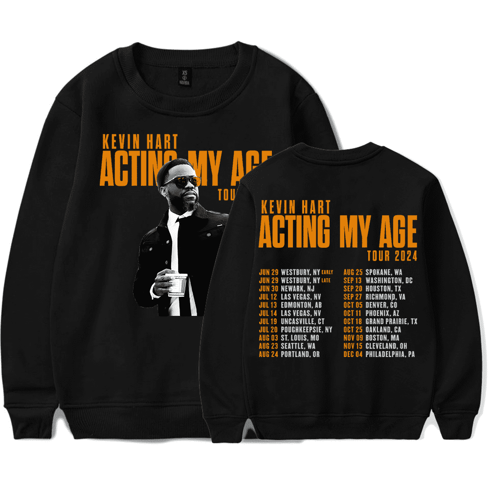 Kevin Hart Merch Long Sleeve Crewneck Sweatshirt Acting My Age Tour ...