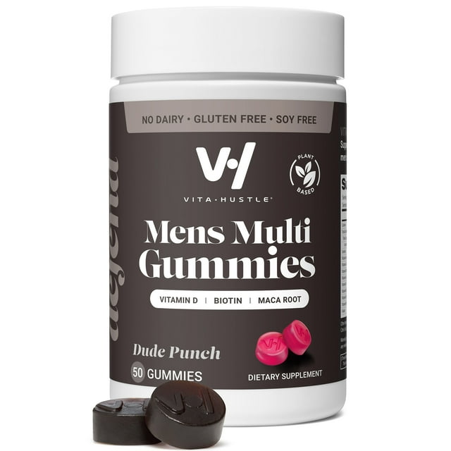 VitaHustle Mens Daily Multivitamin Gummy, Energy, Hair, Vitality, Fruit ...