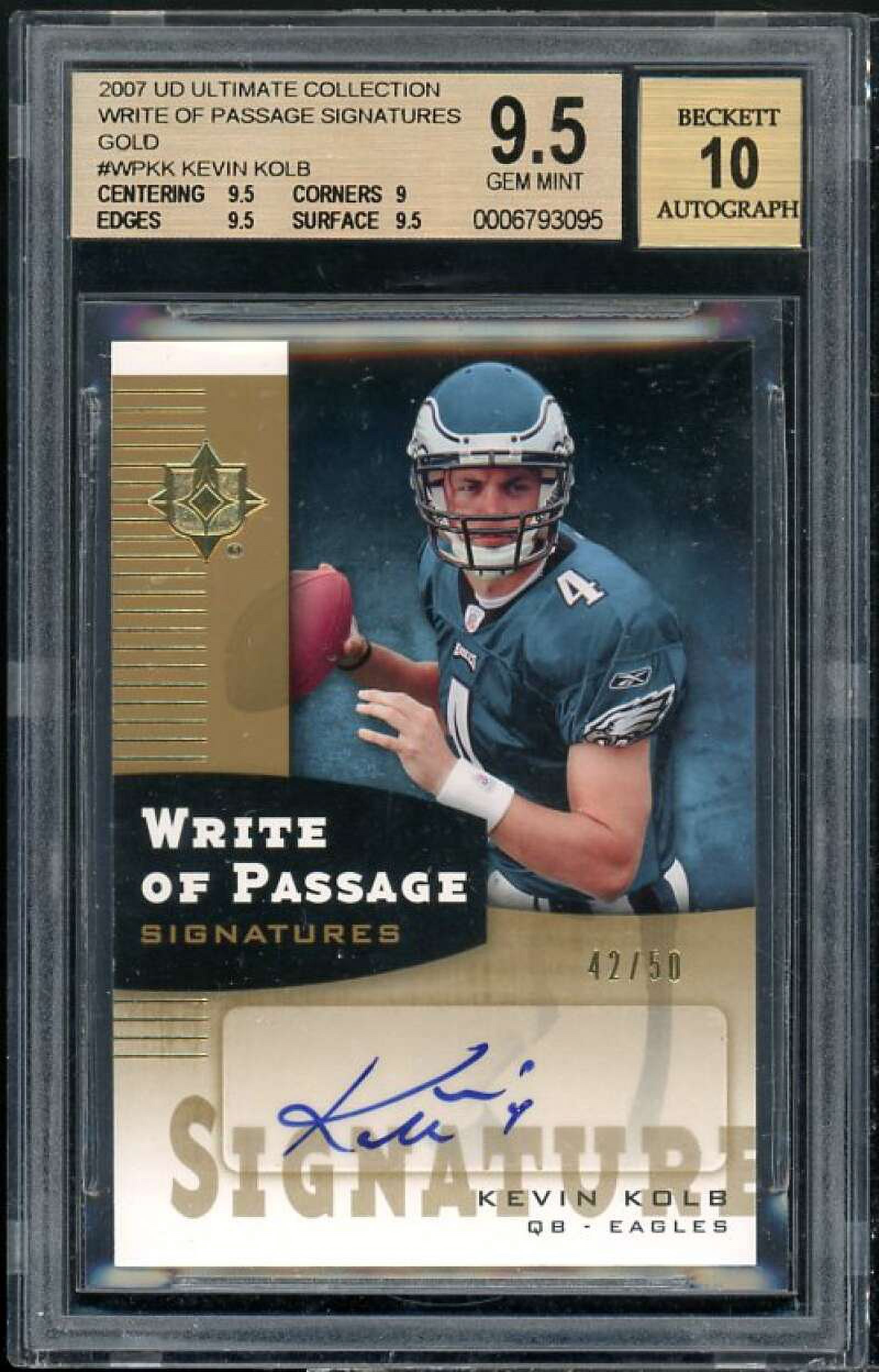 Kevin Kolb Rookie Card 2007 UD Collection Ultimate Gold Signatures #wpkk BGS 9.5 - Walmart ...
