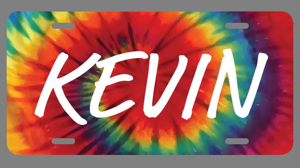Kevin Name Tie Dye Style License Plate Tag Vanity Novelty Metal | UV ...