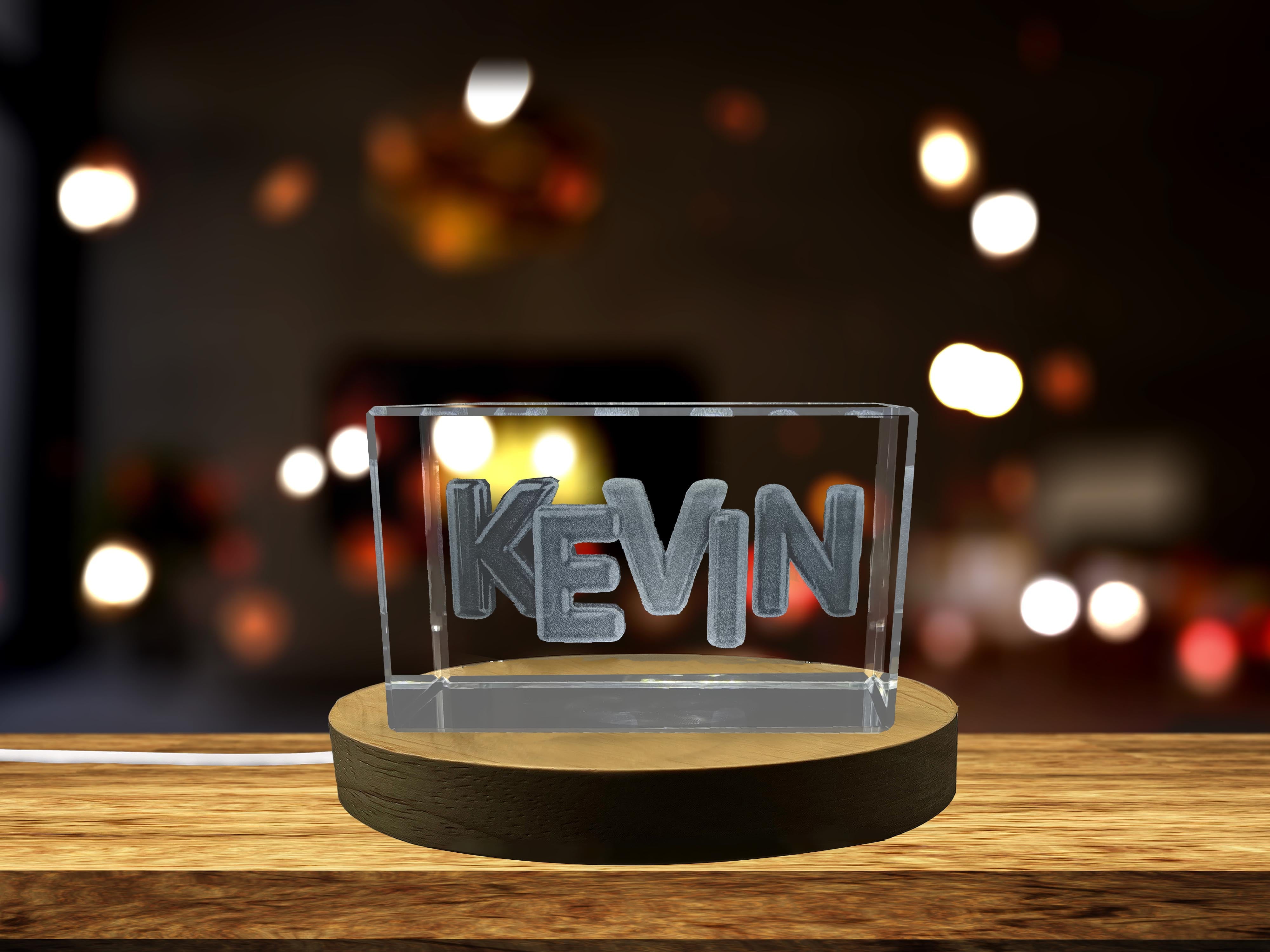 Kevin| Names Art 3D Engraved Crystal - Walmart.com