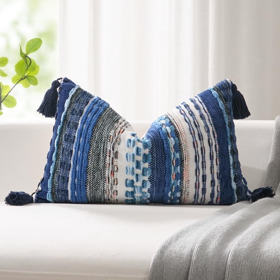 Kevin Textile 14x36 Inch Long Lumbar Pillow Cover 1 Pack Boho Fringe ...
