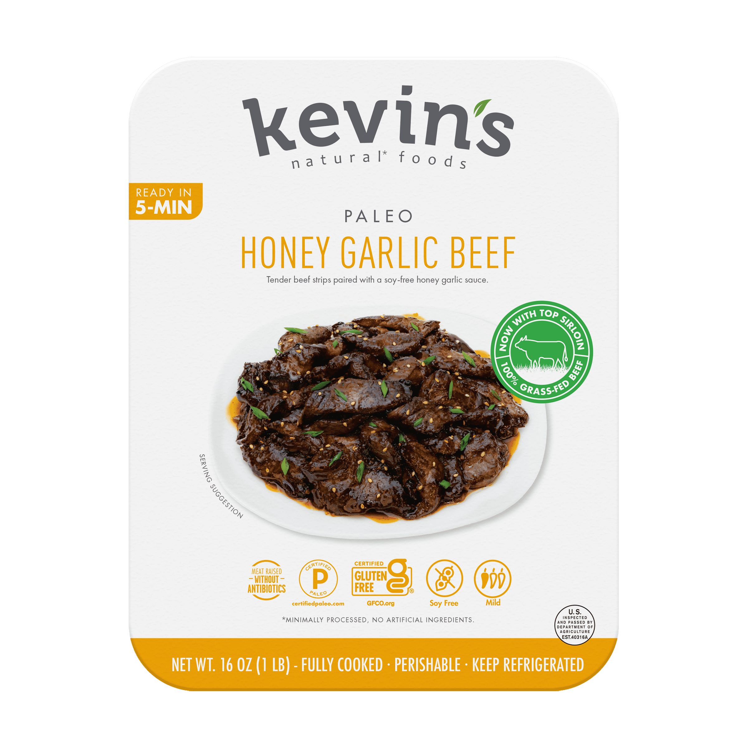 Kevin's Natural Foods Honey Garlic Beef Regular Meal Kit, Fully Cooked ...