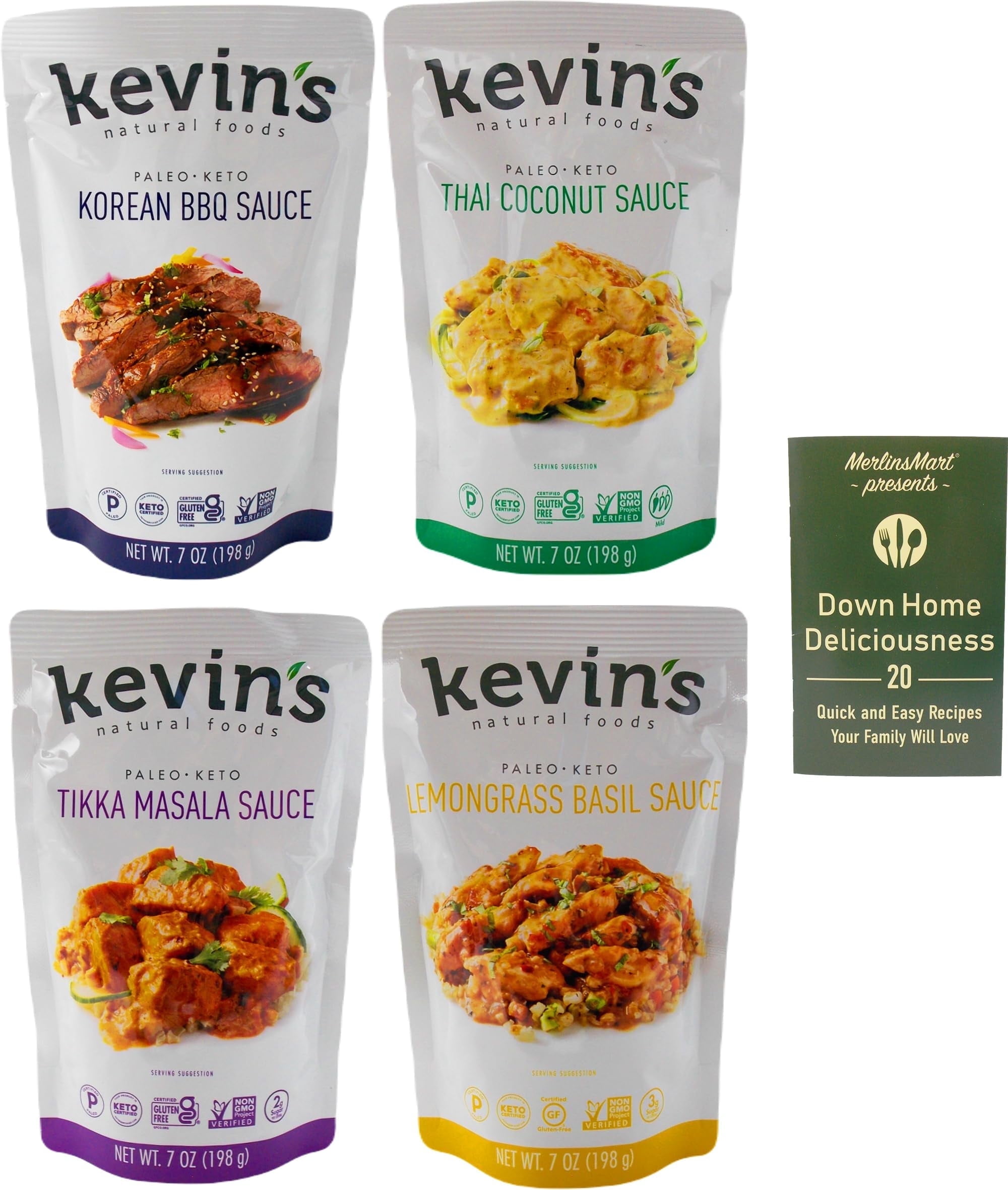 MerlinsMart Kevin's Natural Foods Paleo Keto Sauce, 4 Flavors, Gluten ...