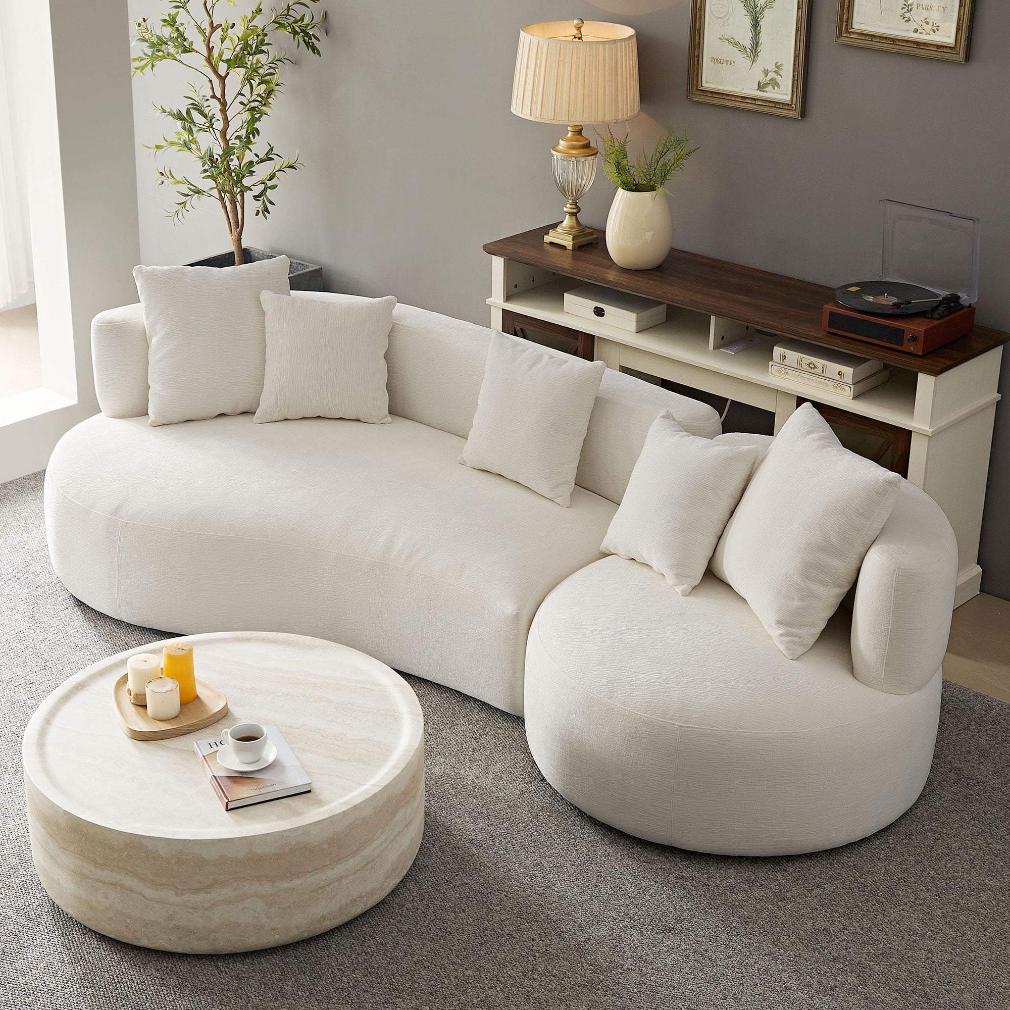 Kevinplus 110.23 Inch Modern Sectional Curved Rotatable Sofa Couch ...