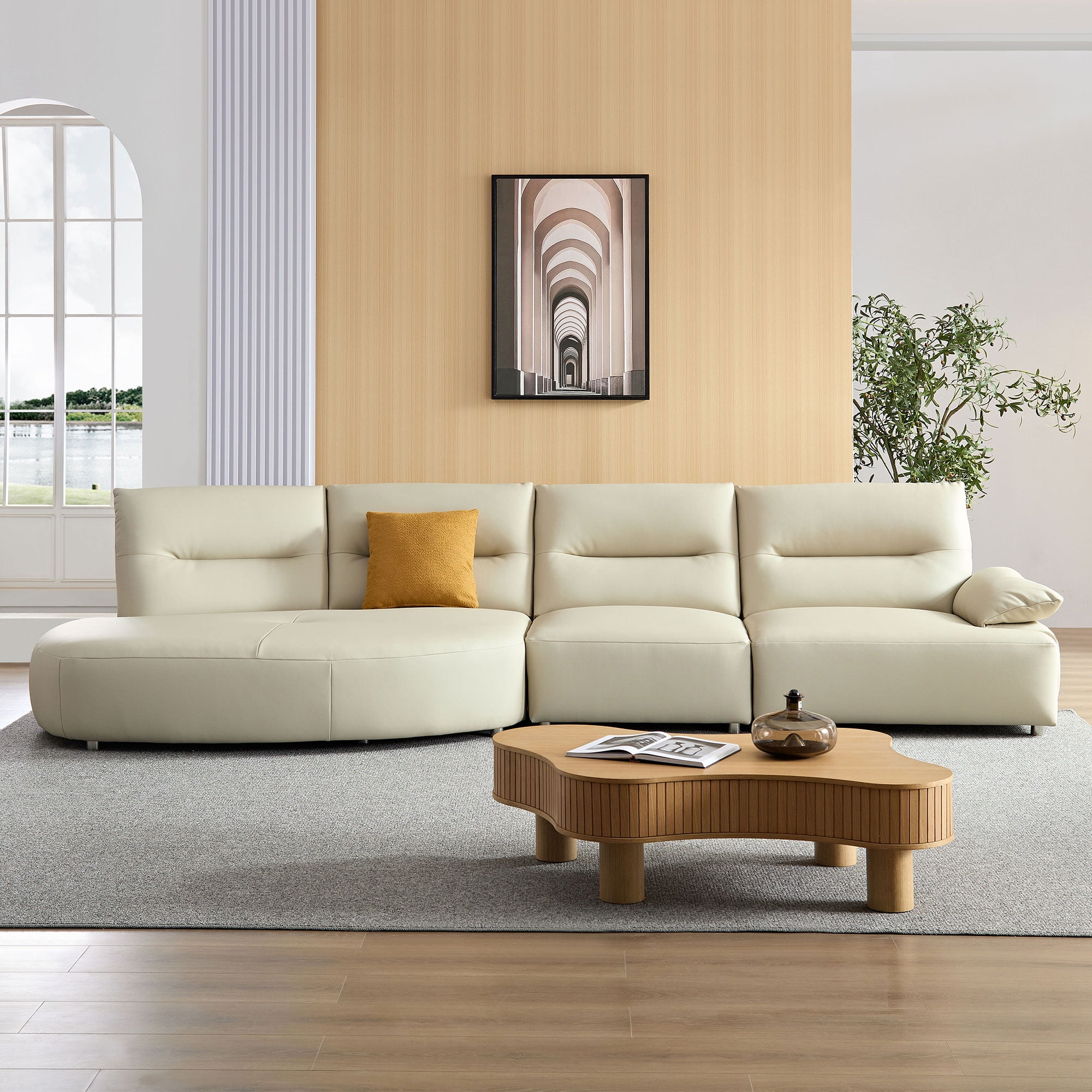 Kevinplus 147.24'' Modern Sectional Curved Shaped Sofa Couch for Living ...