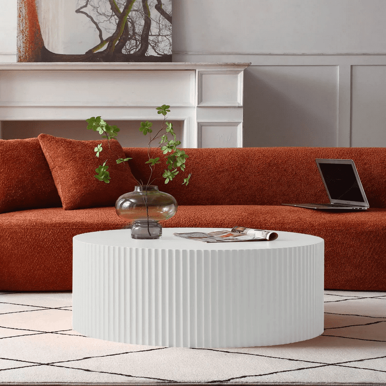 Modern round white coffee table store