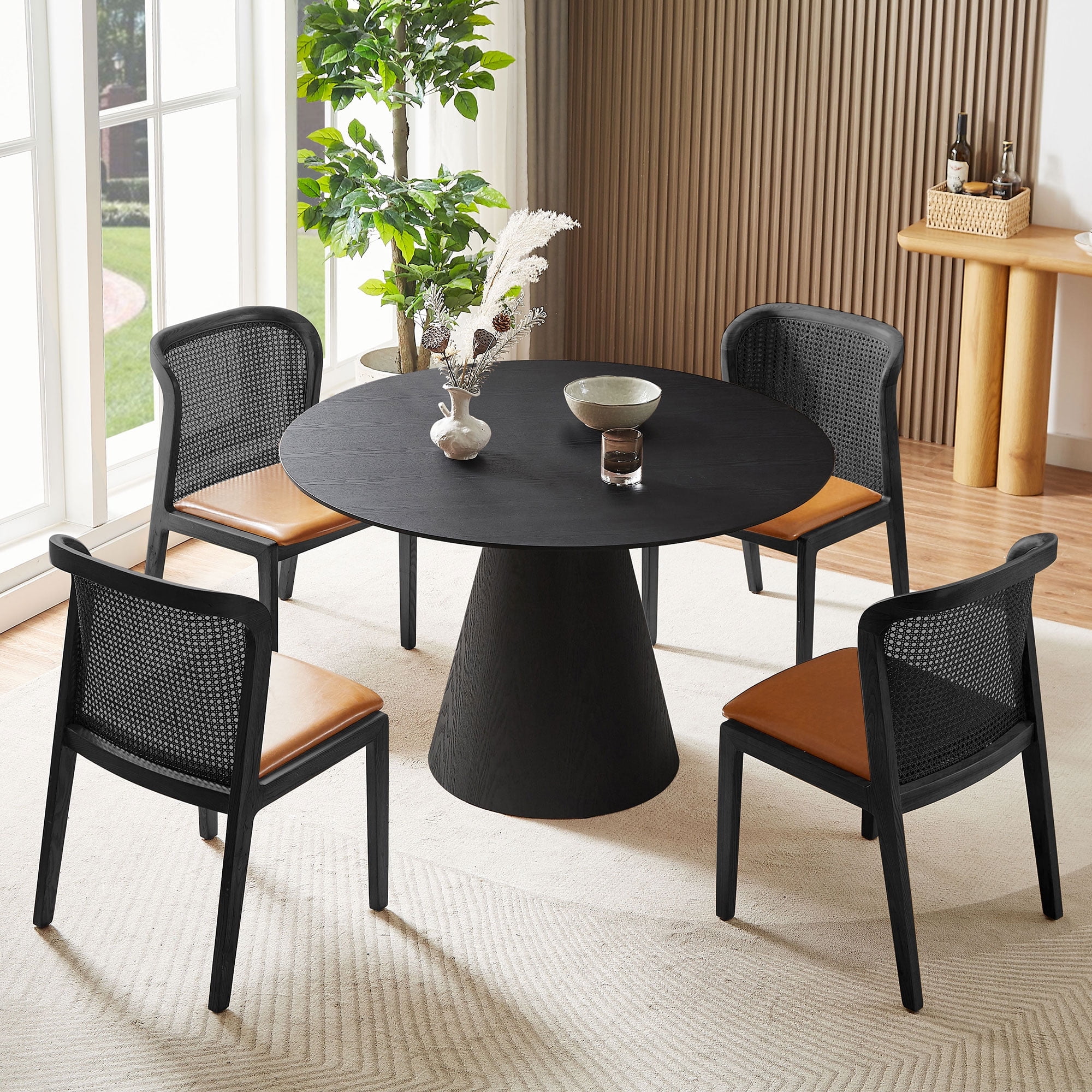 Kevinplus 47.24'' Round Dining Table, Modern Kitchen Table Circular MDF ...