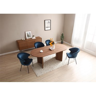 "Homary 59.1"" Solid Wood Japandi Dining Table, Oval Top, Double ...