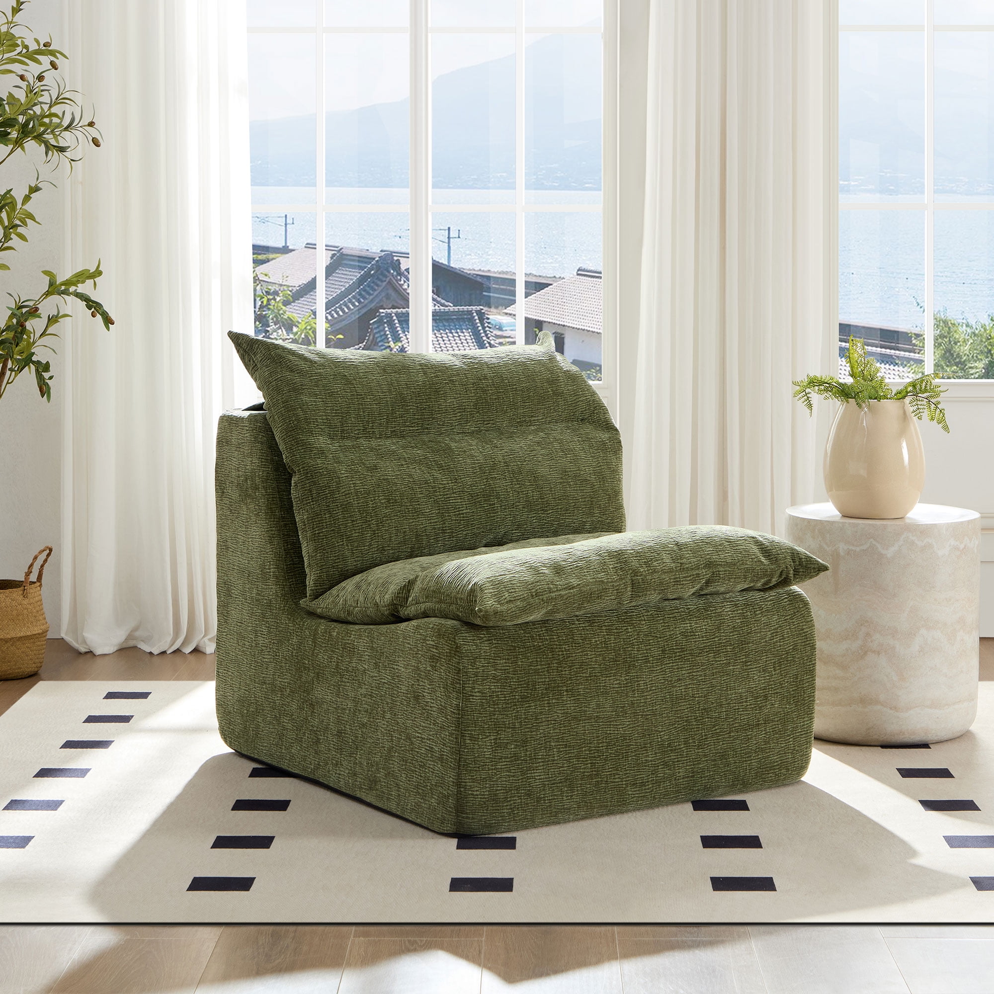 Kevinplus Accent Armless Chair Lazy Floor Seating, Fireside Chair Sofa ...