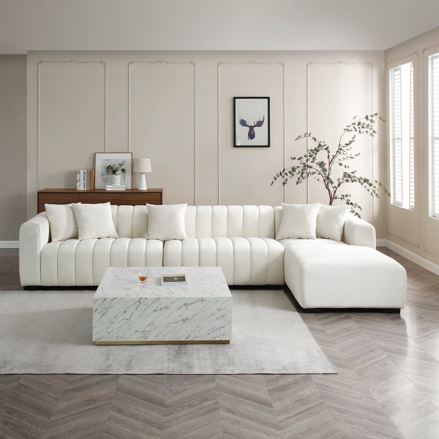 Kevinplus L-Shape Sectional Sofa with Deep Tufted Velvet Upholstered ...