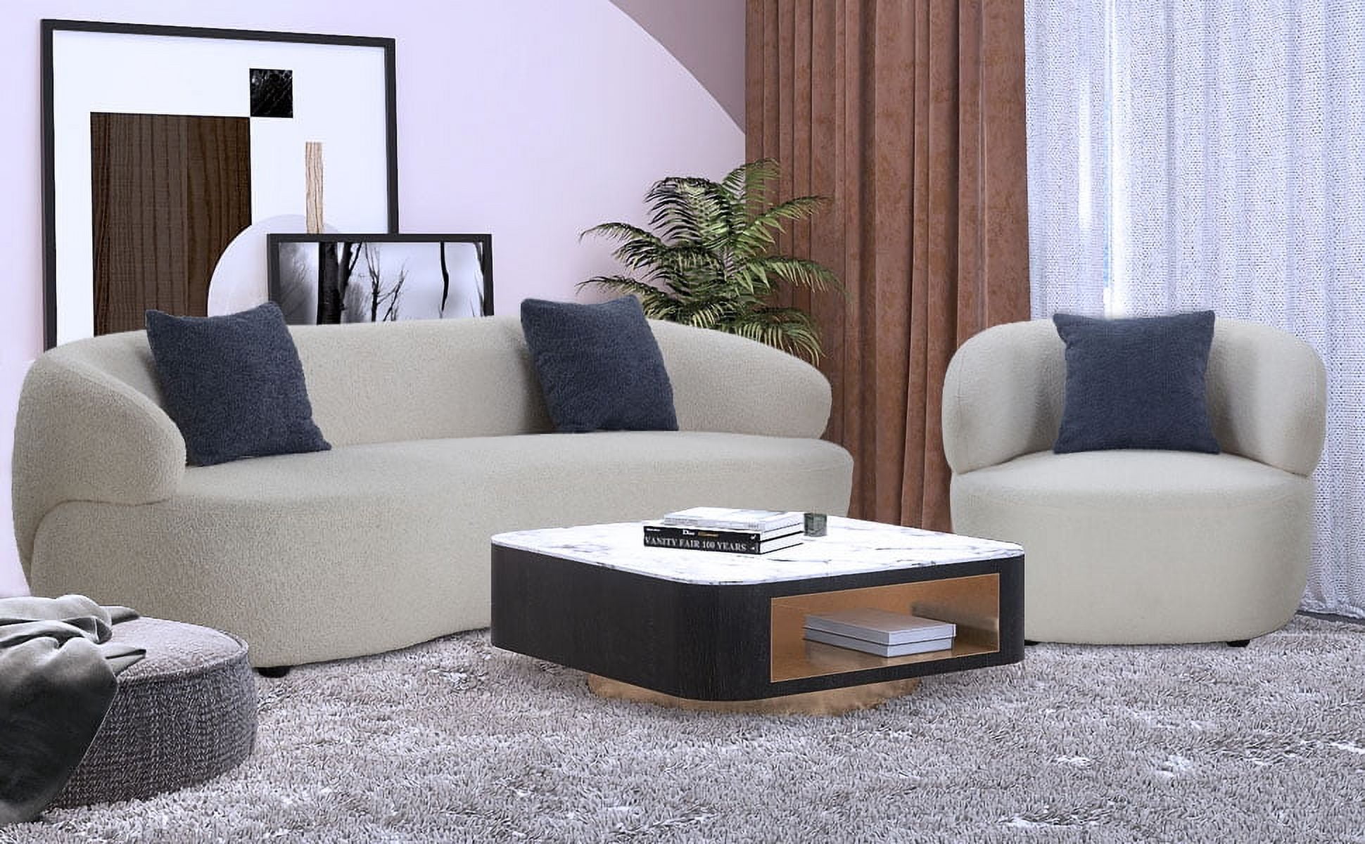 Kevinplus Modern Curved Sofa Set with Sofa Chair 3 Seat Cloud Couch ...