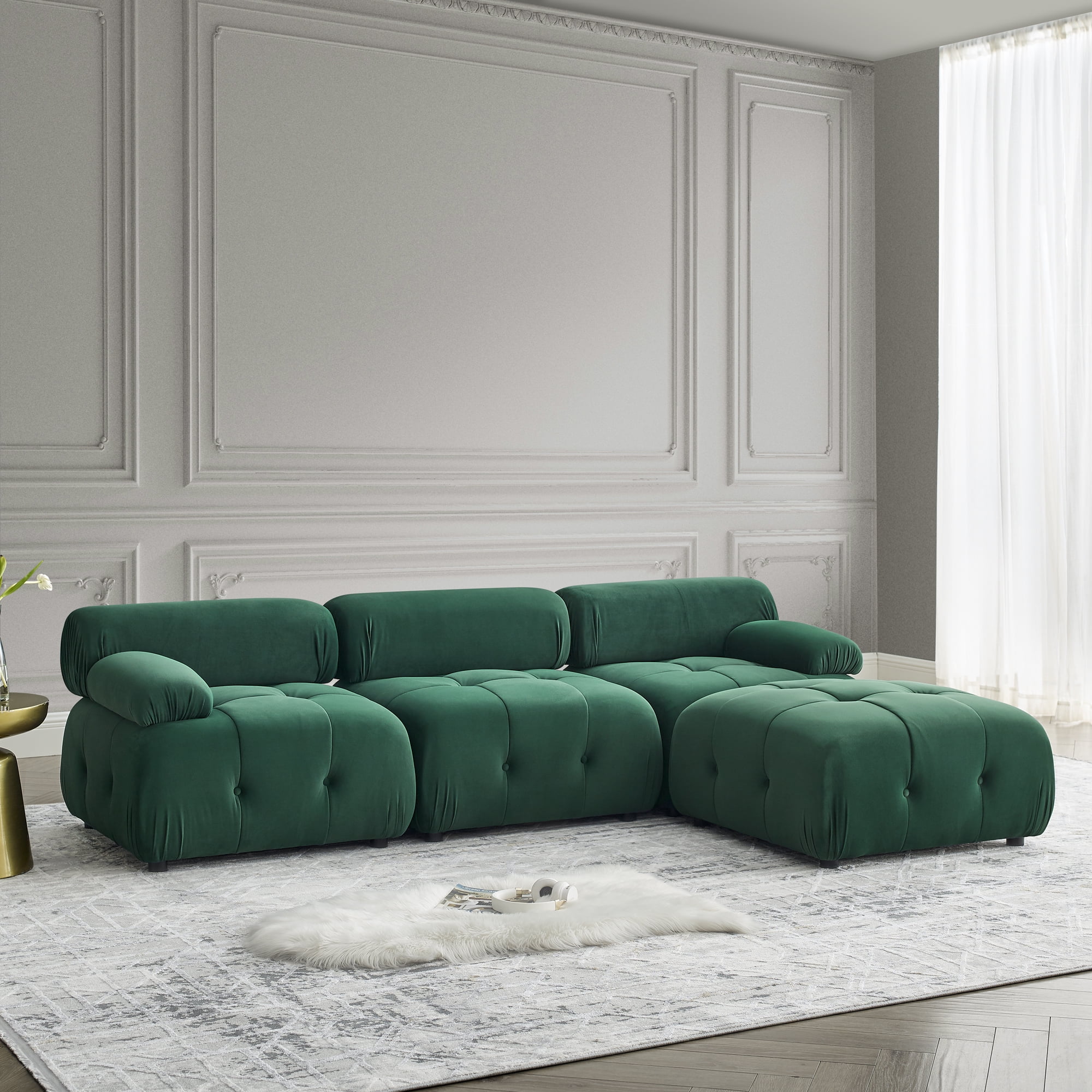 Kevinplus Modular Sectional Sofa,Velvet L-shaped Double-Sided Recliner ...