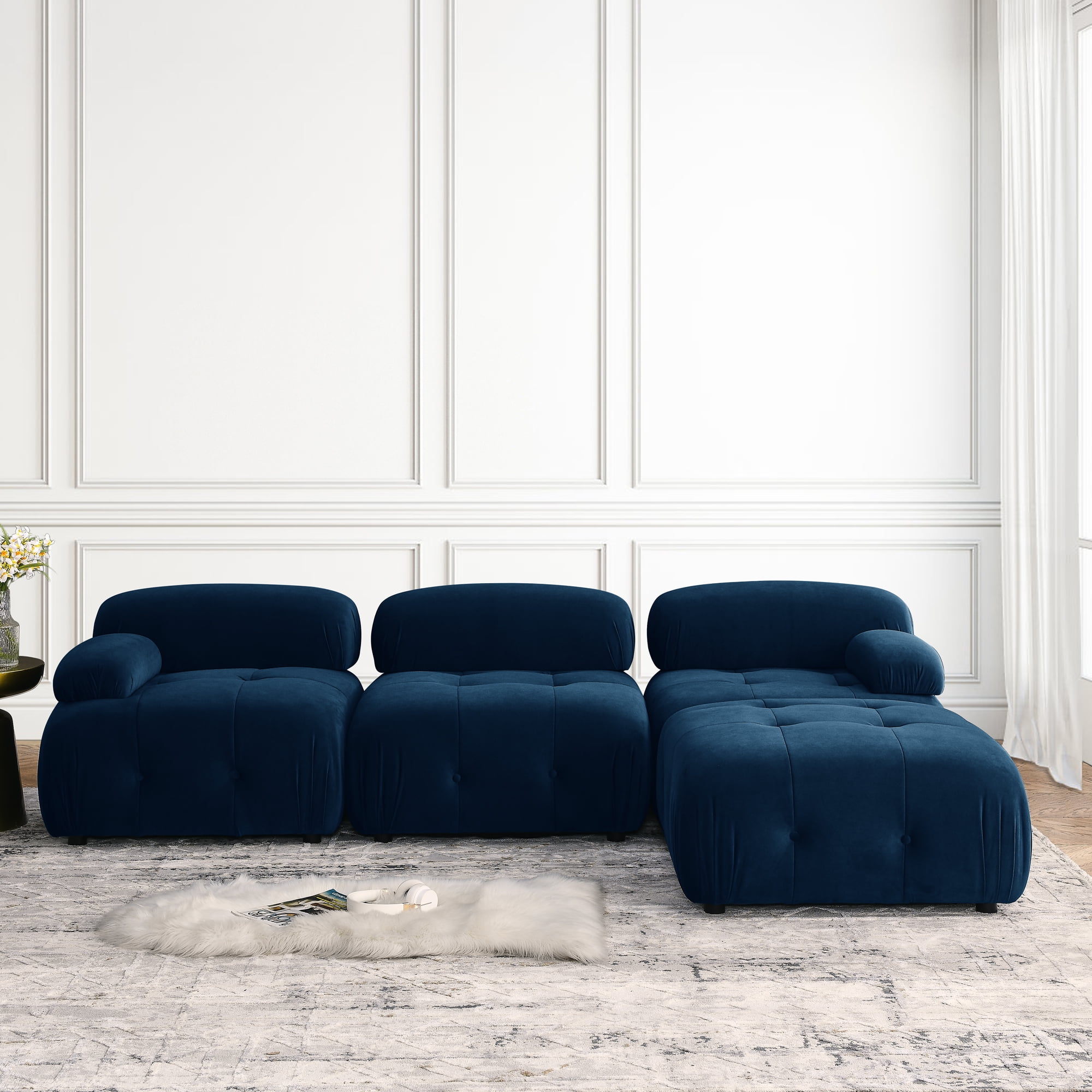 Kevinplus Modular Sectional Sofa,Velvet L-shaped Double-Sided Recliner ...