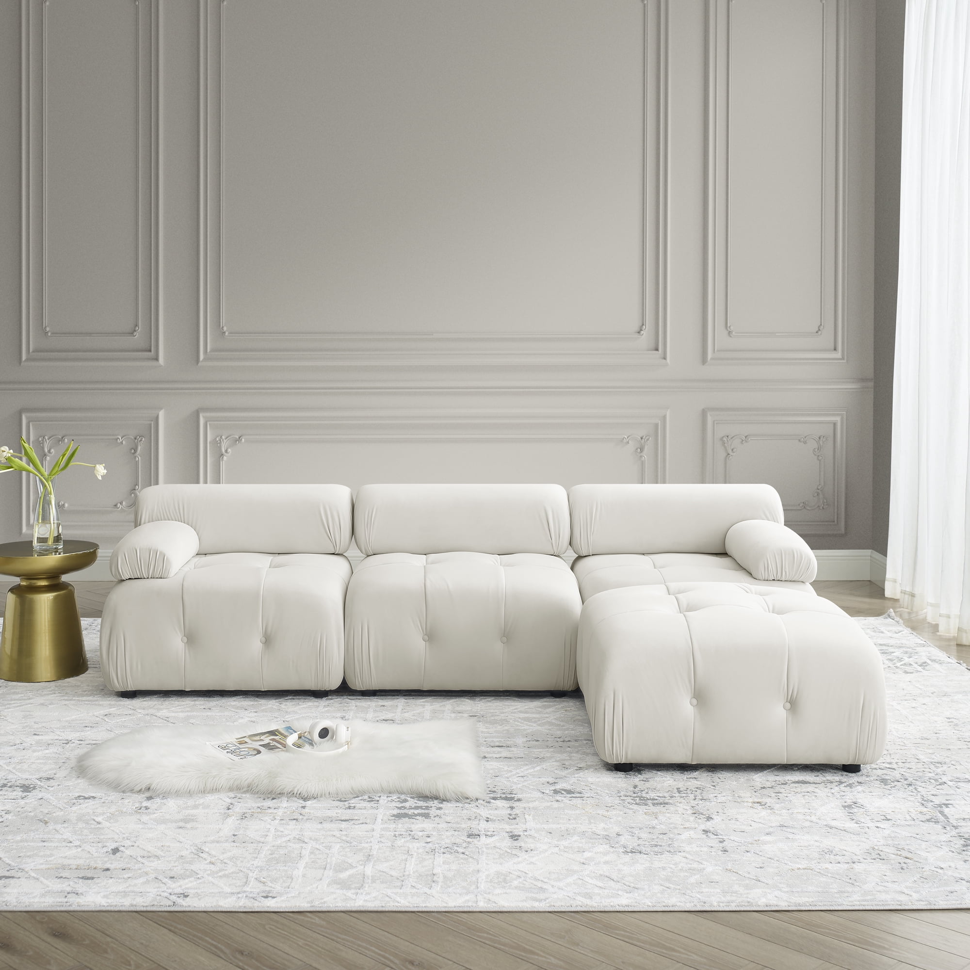 Kevinplus Modular Sectional Sofa,Velvet L-shaped Double-Sided Recliner ...