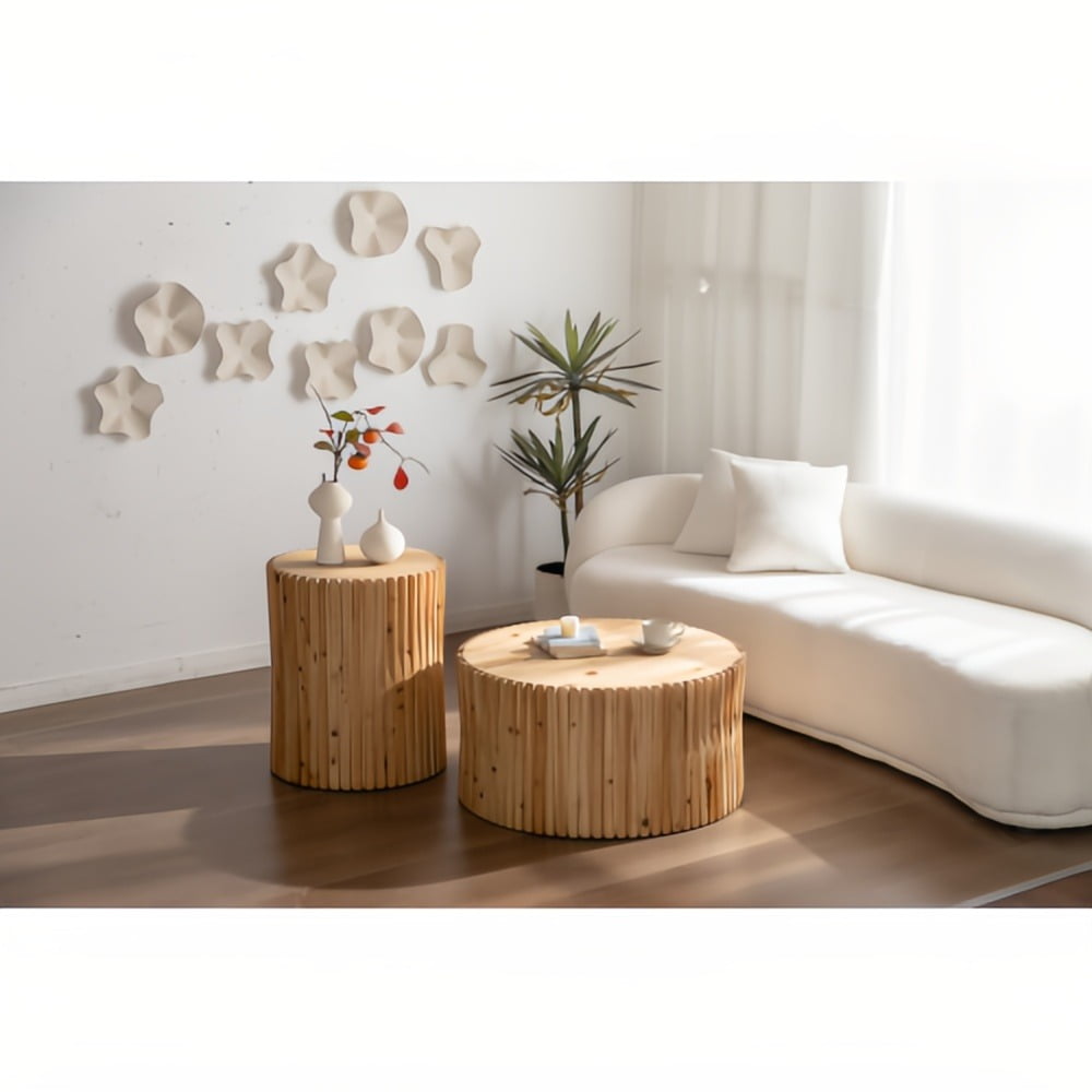 Kevinplus Retro Fashion Style Cylindrical Coffee Table with Vertical ...