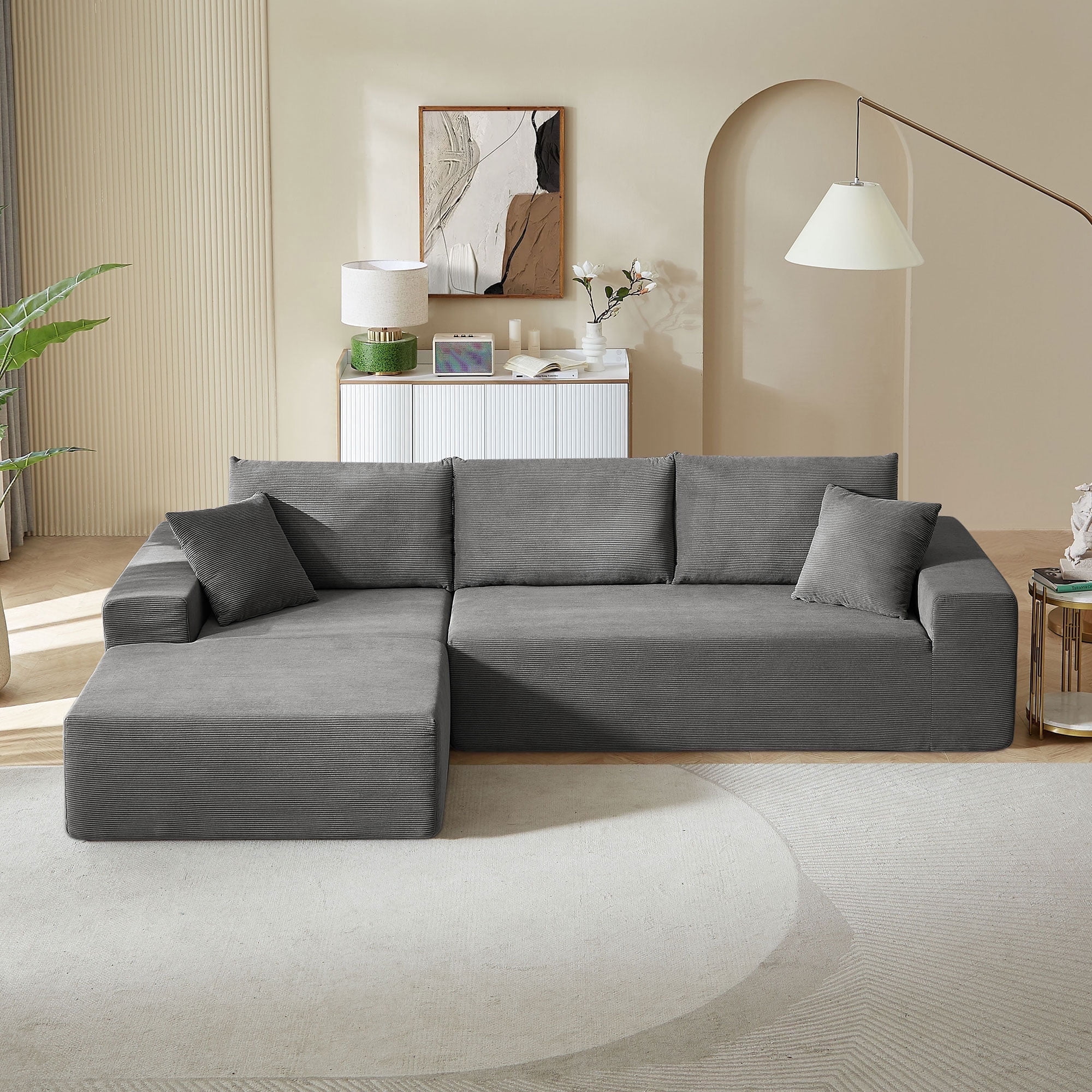 Kevinplus 2 PCS L-Shaped Sectional Sofa Couch Set with 3-Seater ...