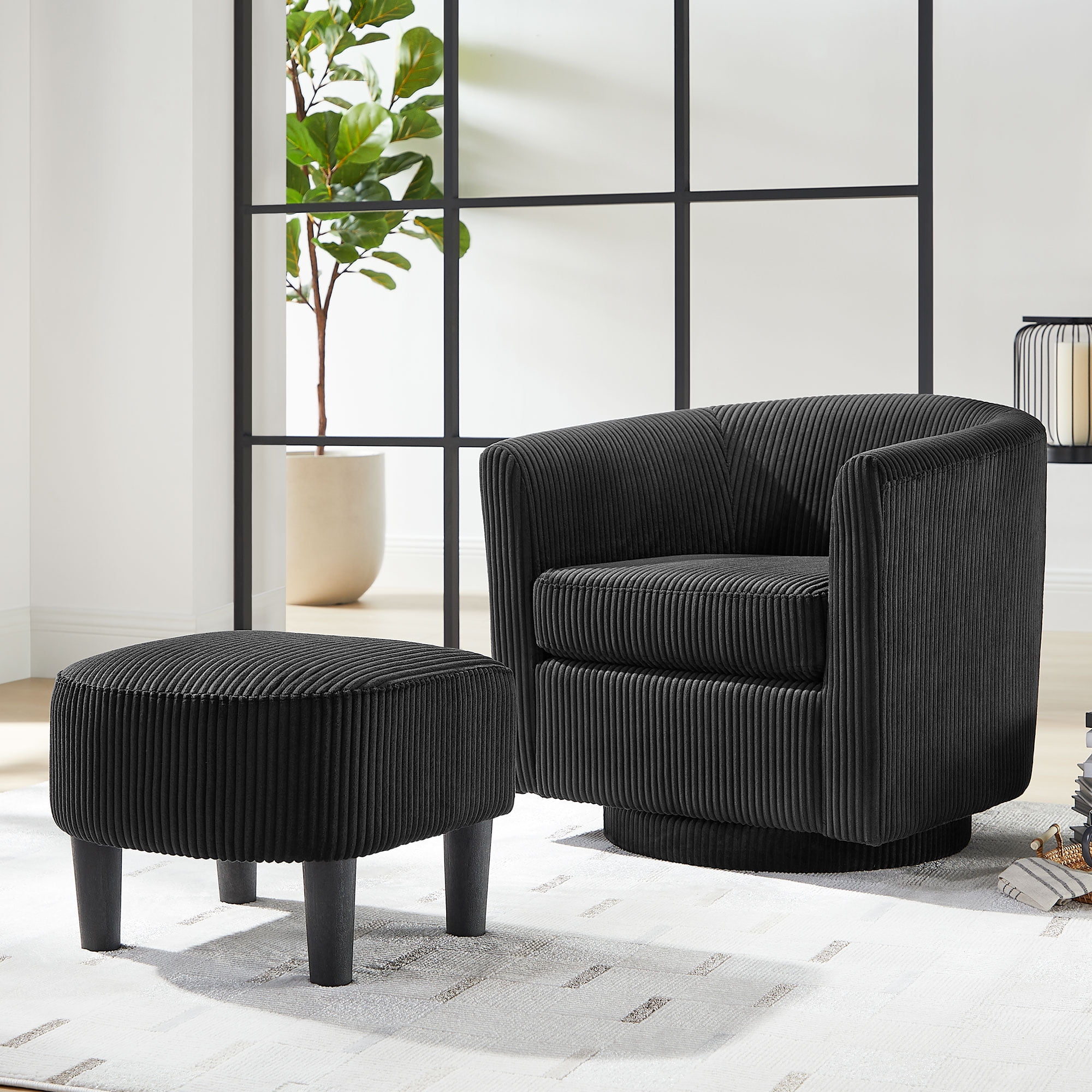 Kevinplus Swivel Accent Chair 360° Comfy Recliner Corduroy Arm Chair ...