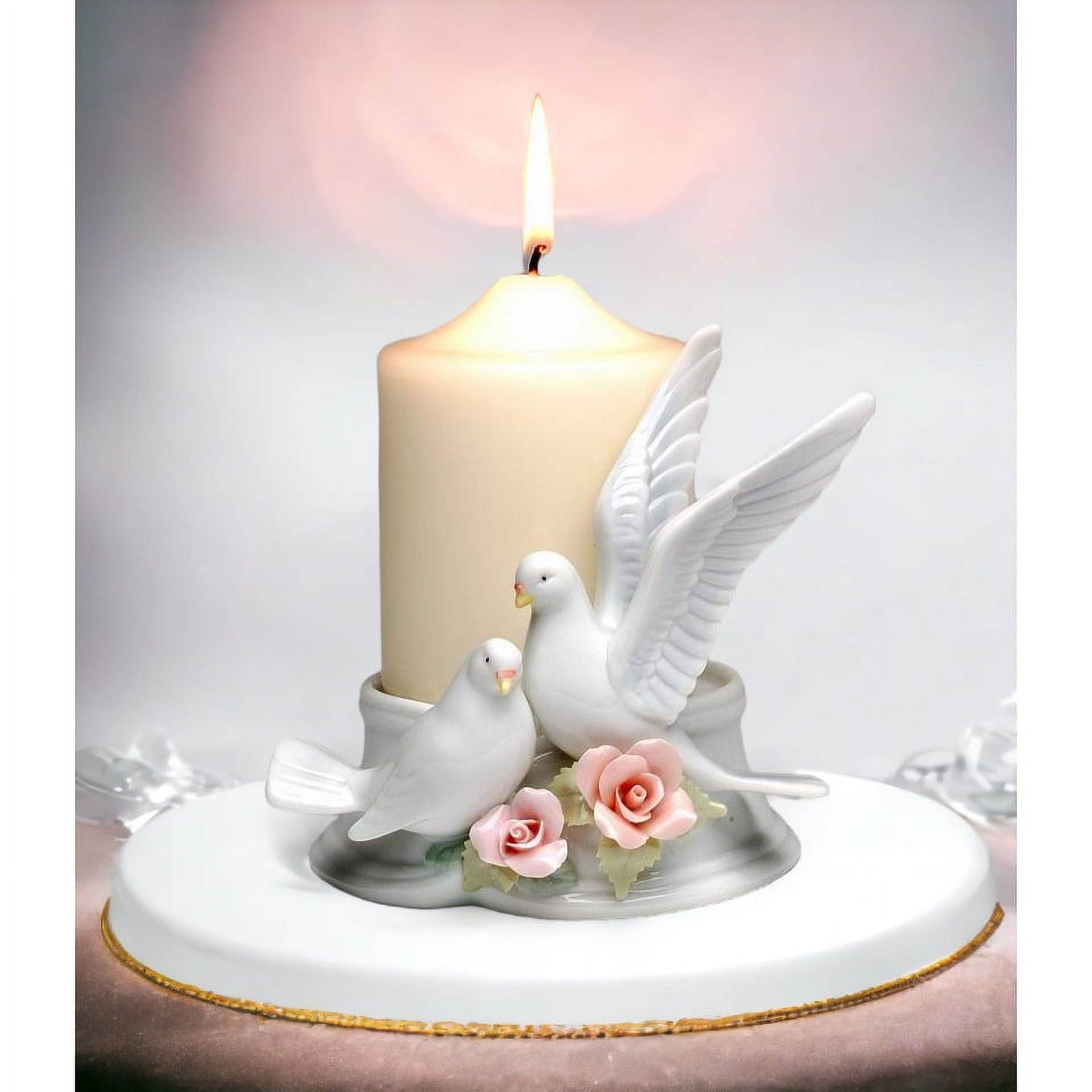 Kevins Gift Shoppe Ceramic Couple Of Doves 3" Pillar Candle Holder ...
