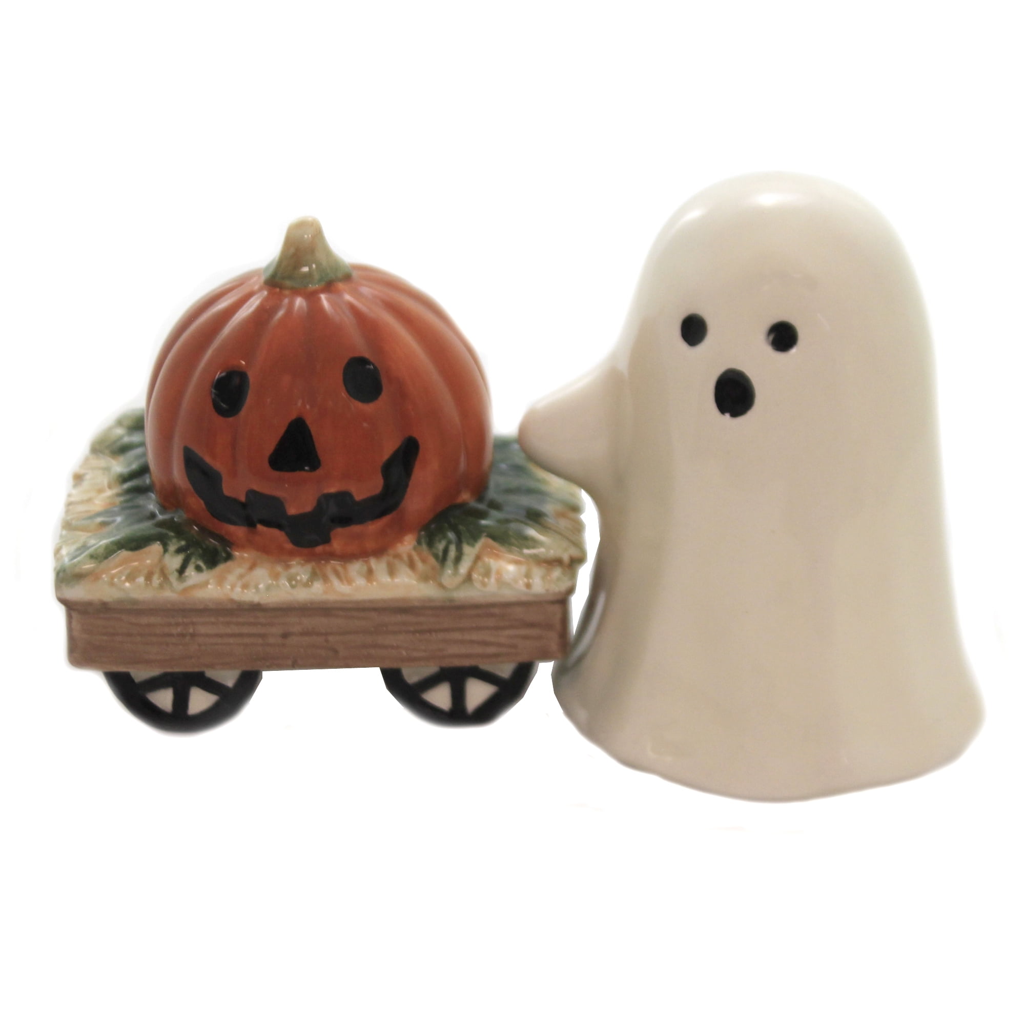 Kevins Gift Shoppe Ceramic Friendly Ghost And Pumpkin Wagon Halloween ...