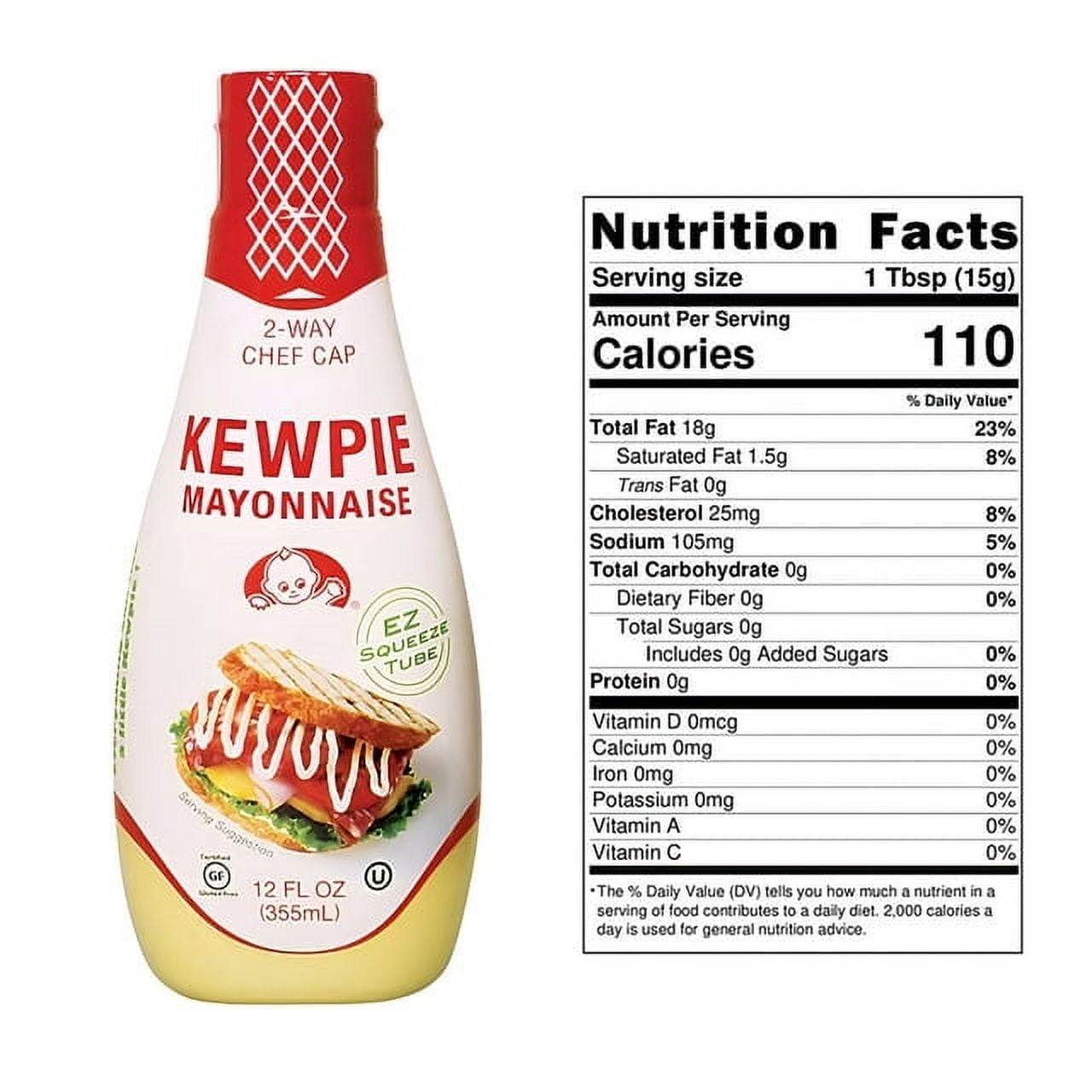 Kewpie Japanese Style Mayonnaise 12 oz Pack, Authentic Flavor ...