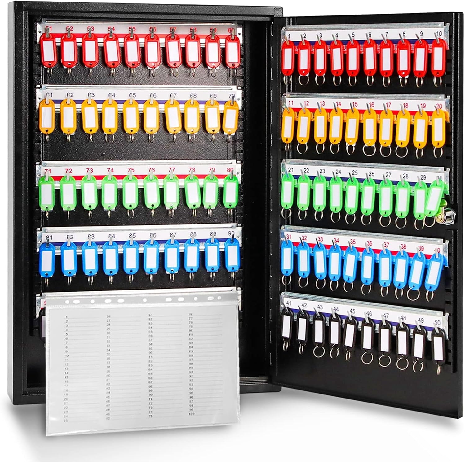 Key Box 100 Position Steel Key Safe Cabinet, Wall Mount Key Holder Lock ...