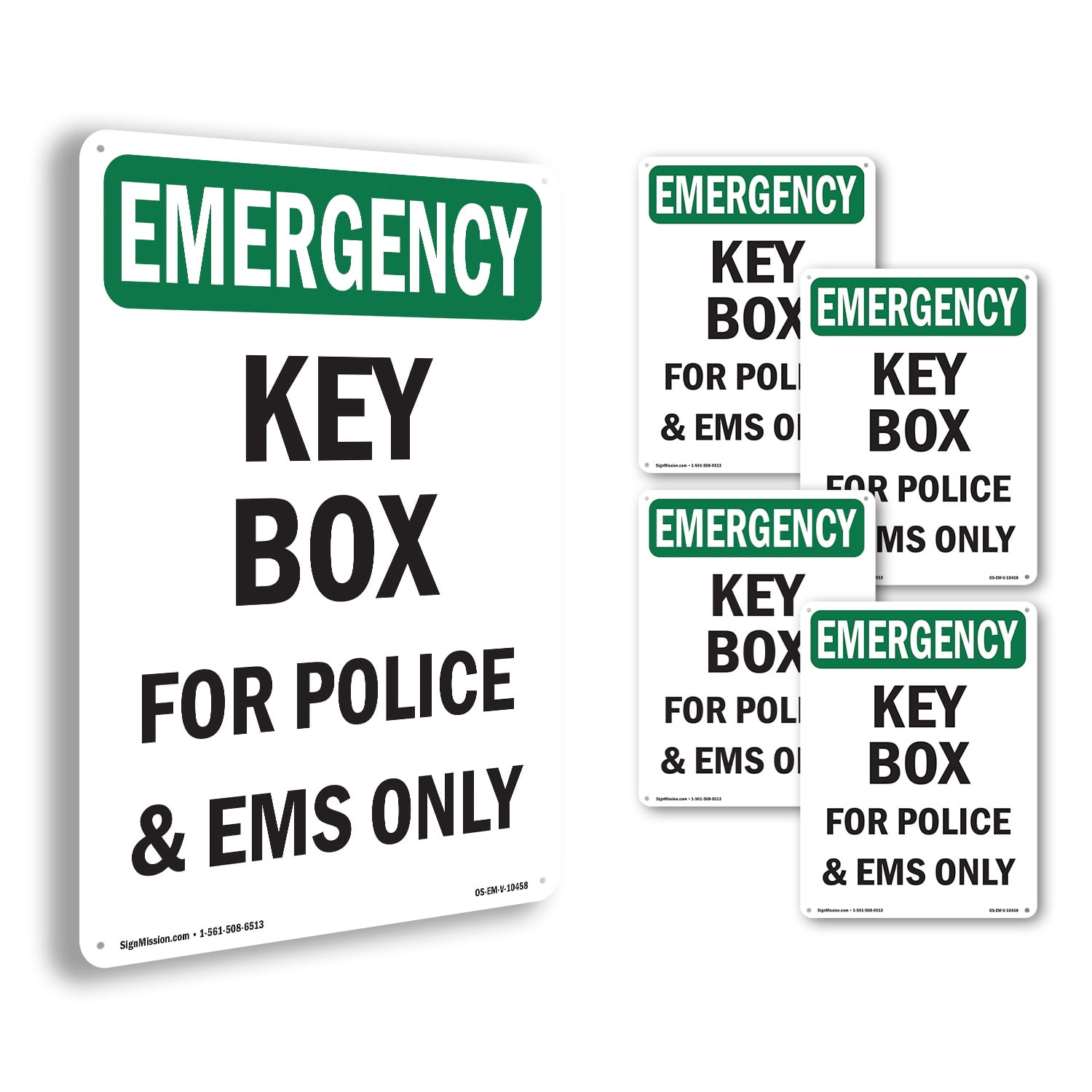 Key Box For Police And EMS Only OSHA Emergency Rigid Plastic Sign 10 ...