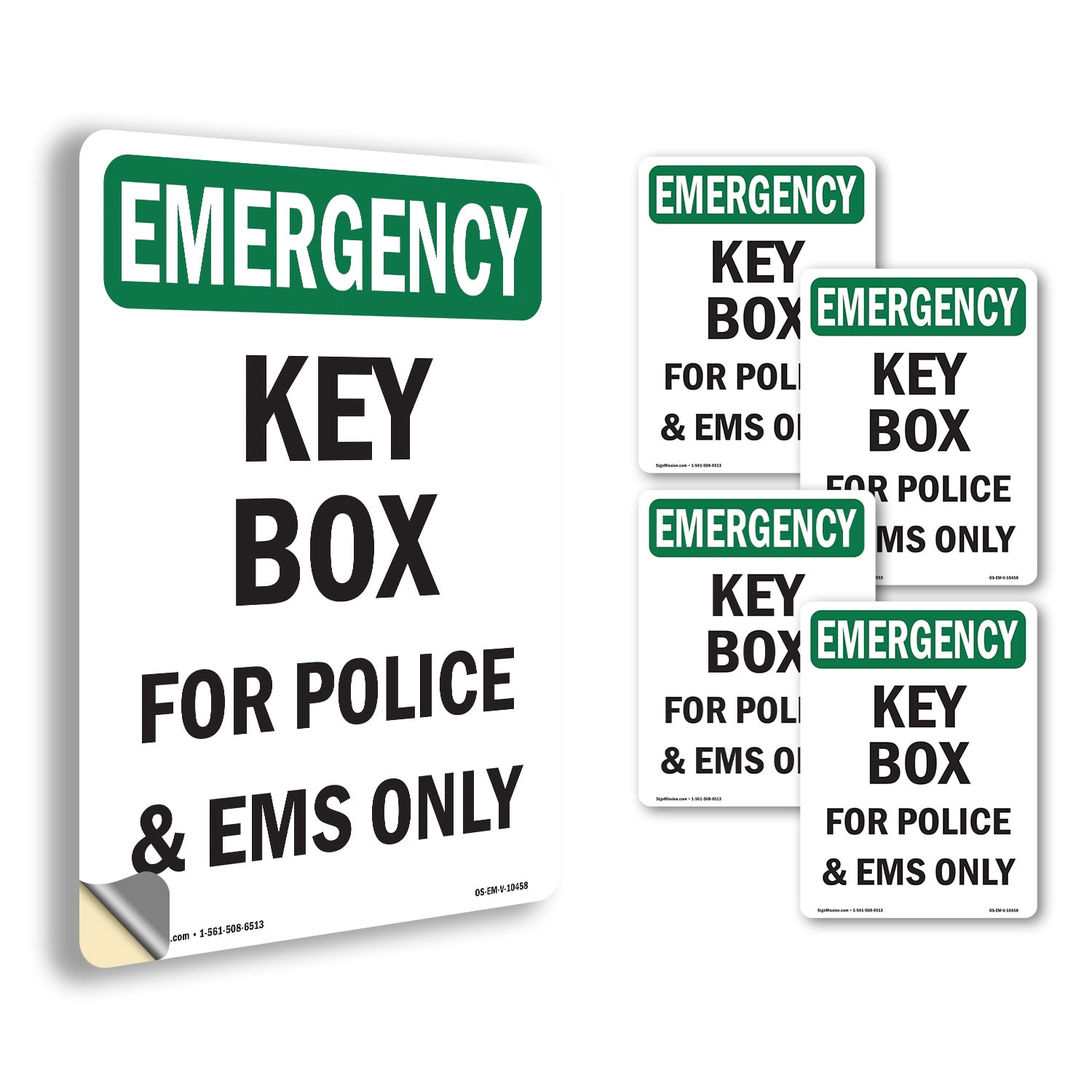 Key Box For Police And EMS Only OSHA Emergency Vinyl Decal Label 10 ...