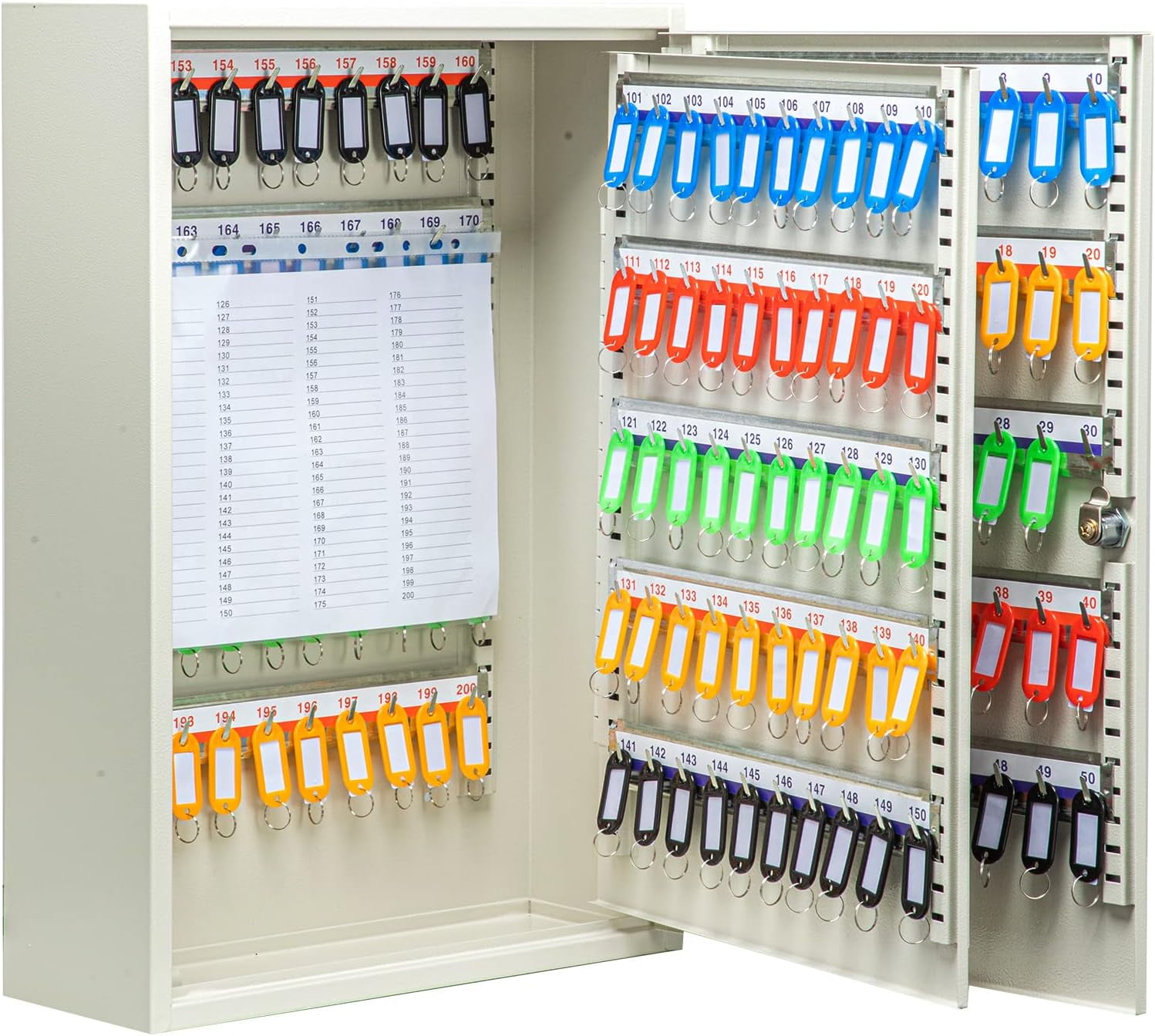 Key Box Wall Mount 100 Position Metal Valet Key Cabinet Lock Box with ...